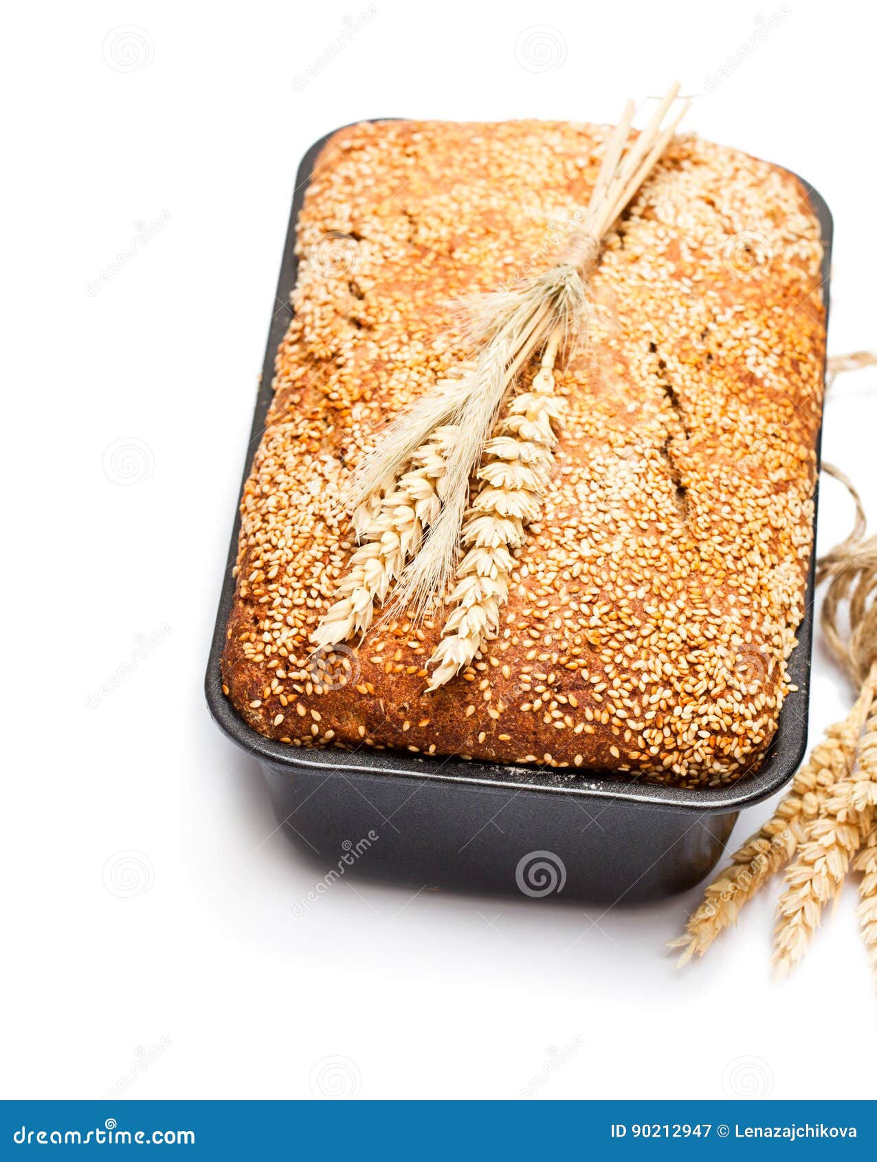 Homemade Wholemeal Rye Bread in Baking Form Isolated on White Stock ...