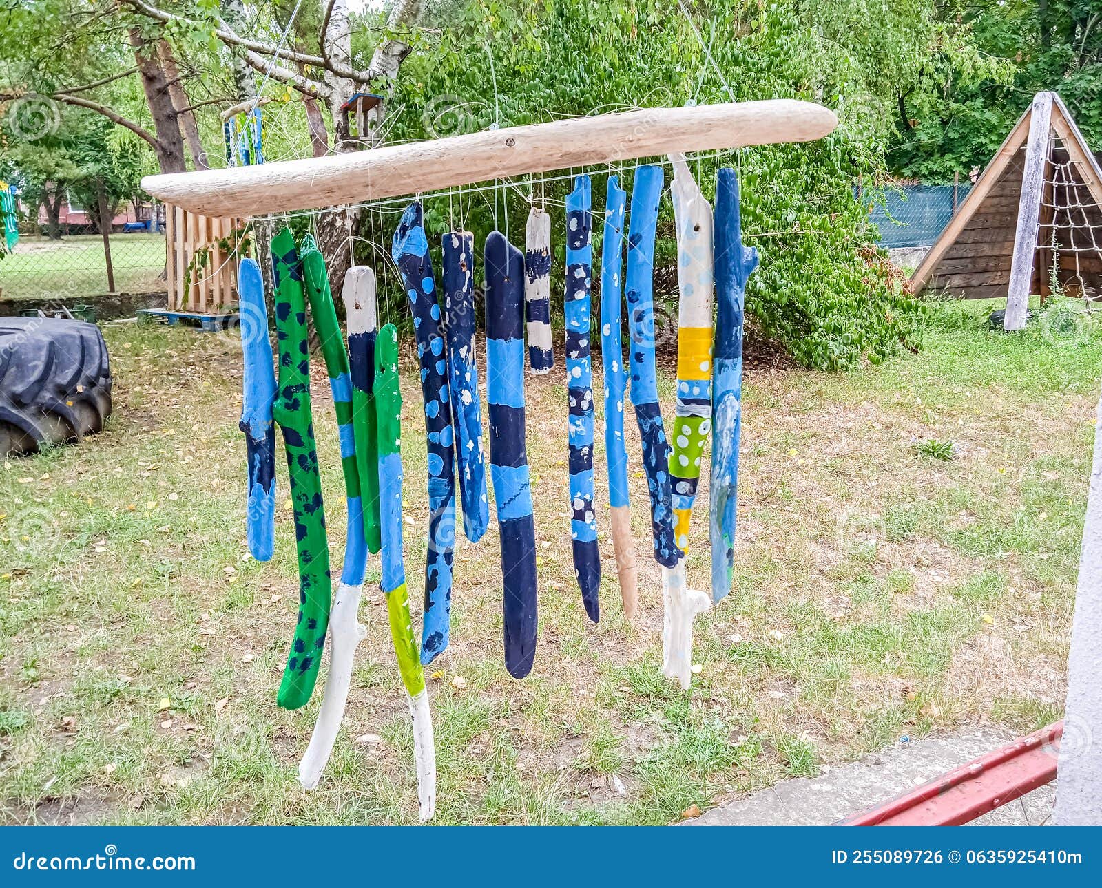 Homemade Wind Chimes with Sticks Stock Photo - Image of pipes, natural ...