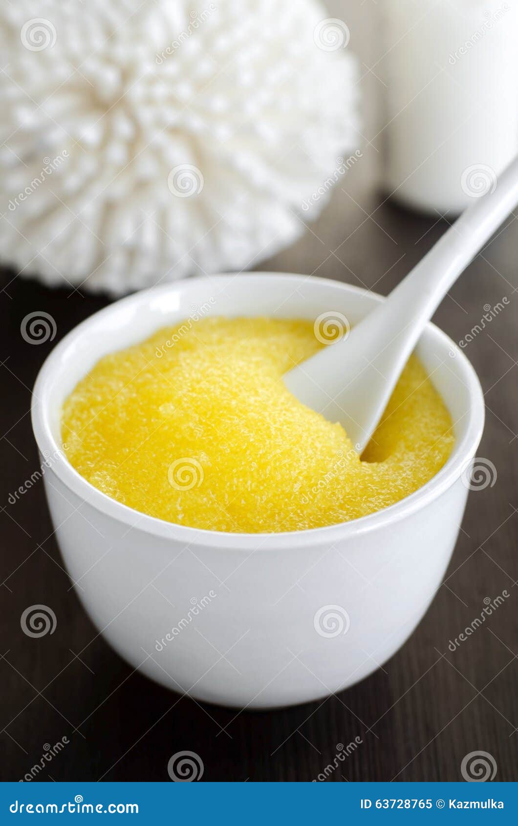 Homemade Yellow Scrub in a Bowl Stock Image - Image of cellulite, care ...