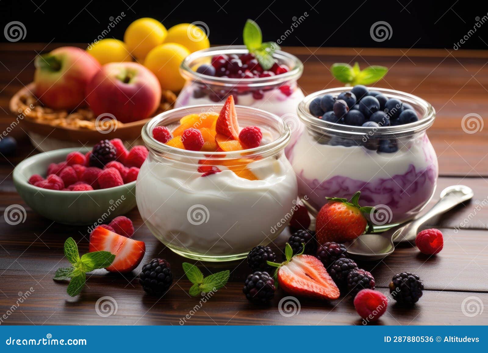 Homemade Yogurt with Various Fruit Toppings Stock Photo - Image of breakfast, snack: 287880536