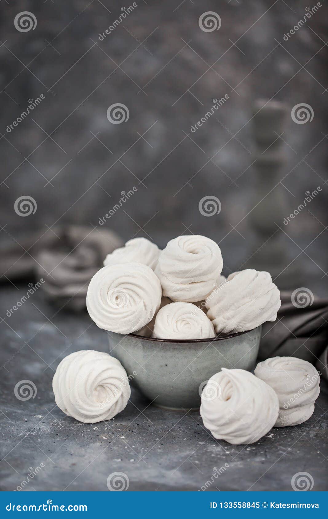 Homemade Zephyr Russian Marshmallows on Gray Background Stock Image ...