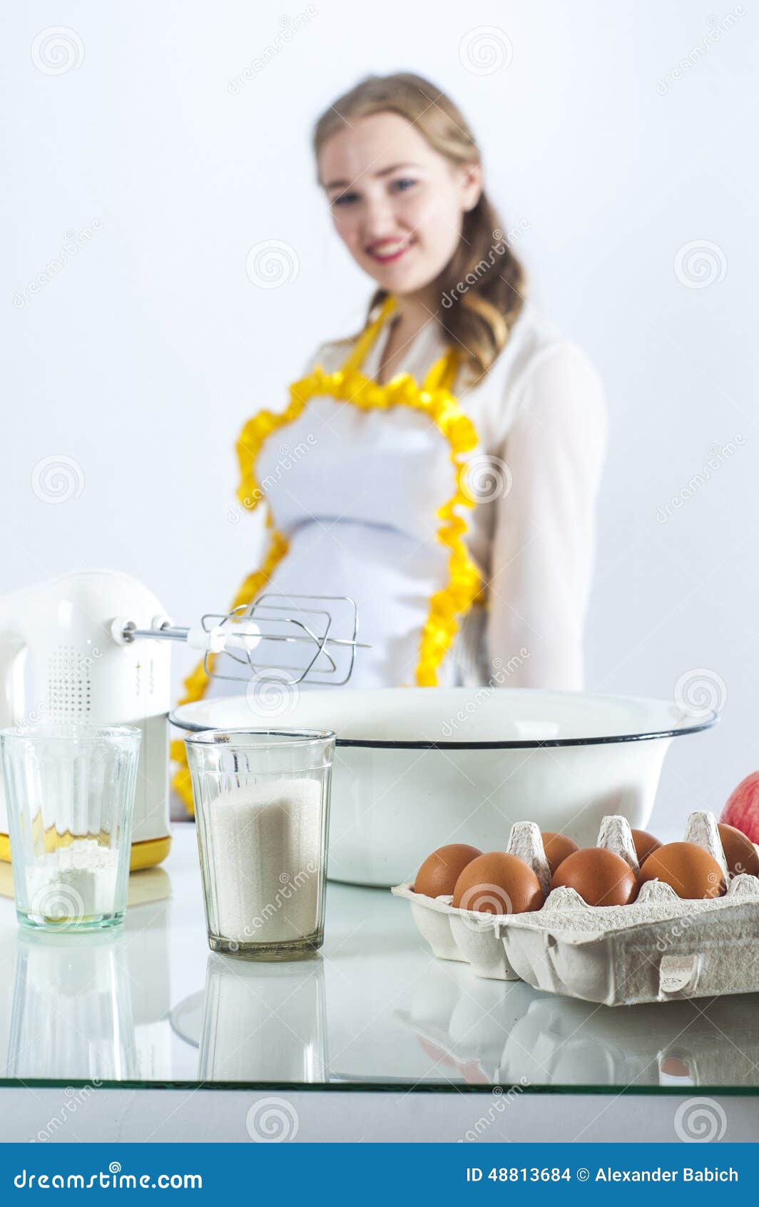 Homemaker in kitchen stock photo. Image of adult, blur - 48813684
