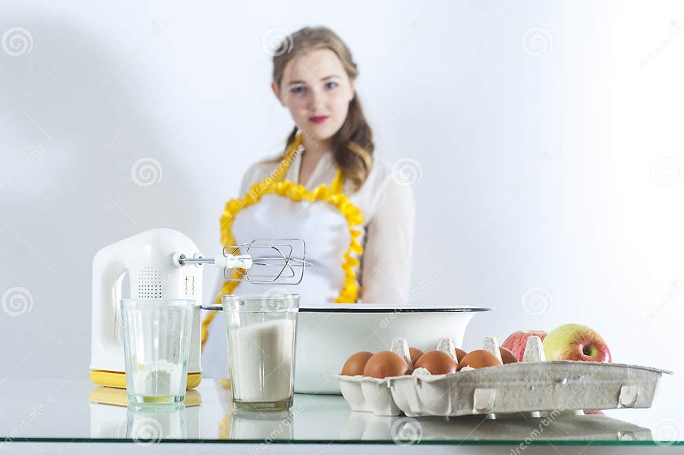 Homemaker in kitchen stock photo. Image of glass, busy - 50312246