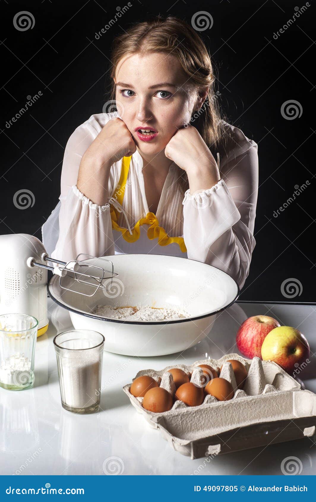 Homemaker in kitchen stock image. Image of domestic, cheerful - 49097805