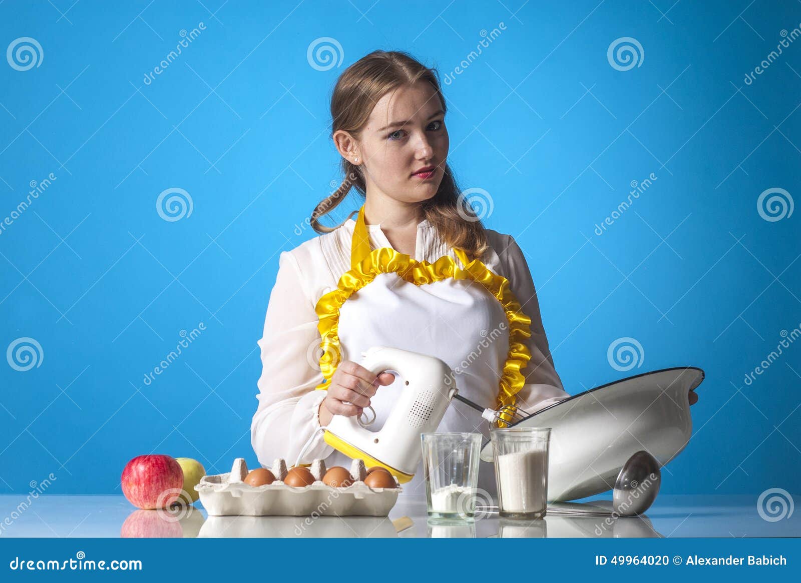 Homemaker with mixer stock photo. Image of eating, eggs - 49964020