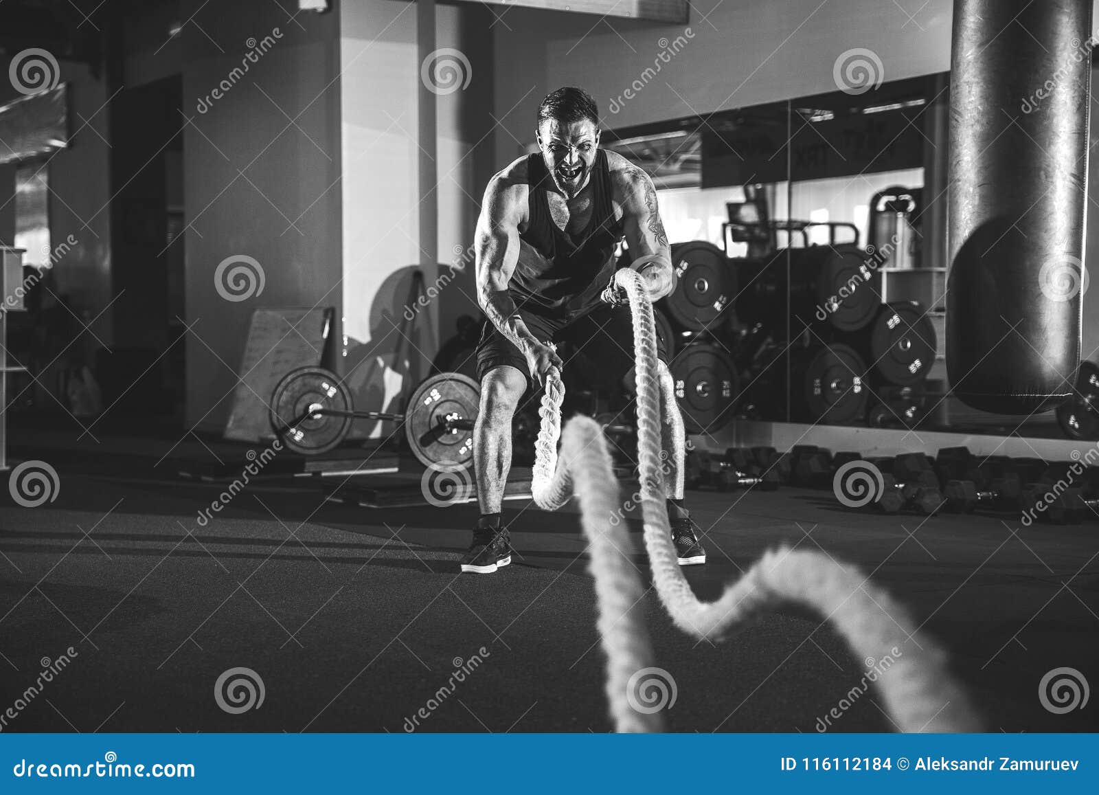 Homens Com Corda No Gym Funcional Do Treinamento Foto de Stock - Imagem ...
