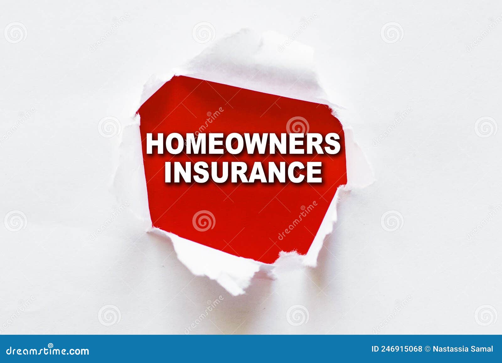 Homeowners Insurance Phrase Is Shown On Red Background Under White Torn ...