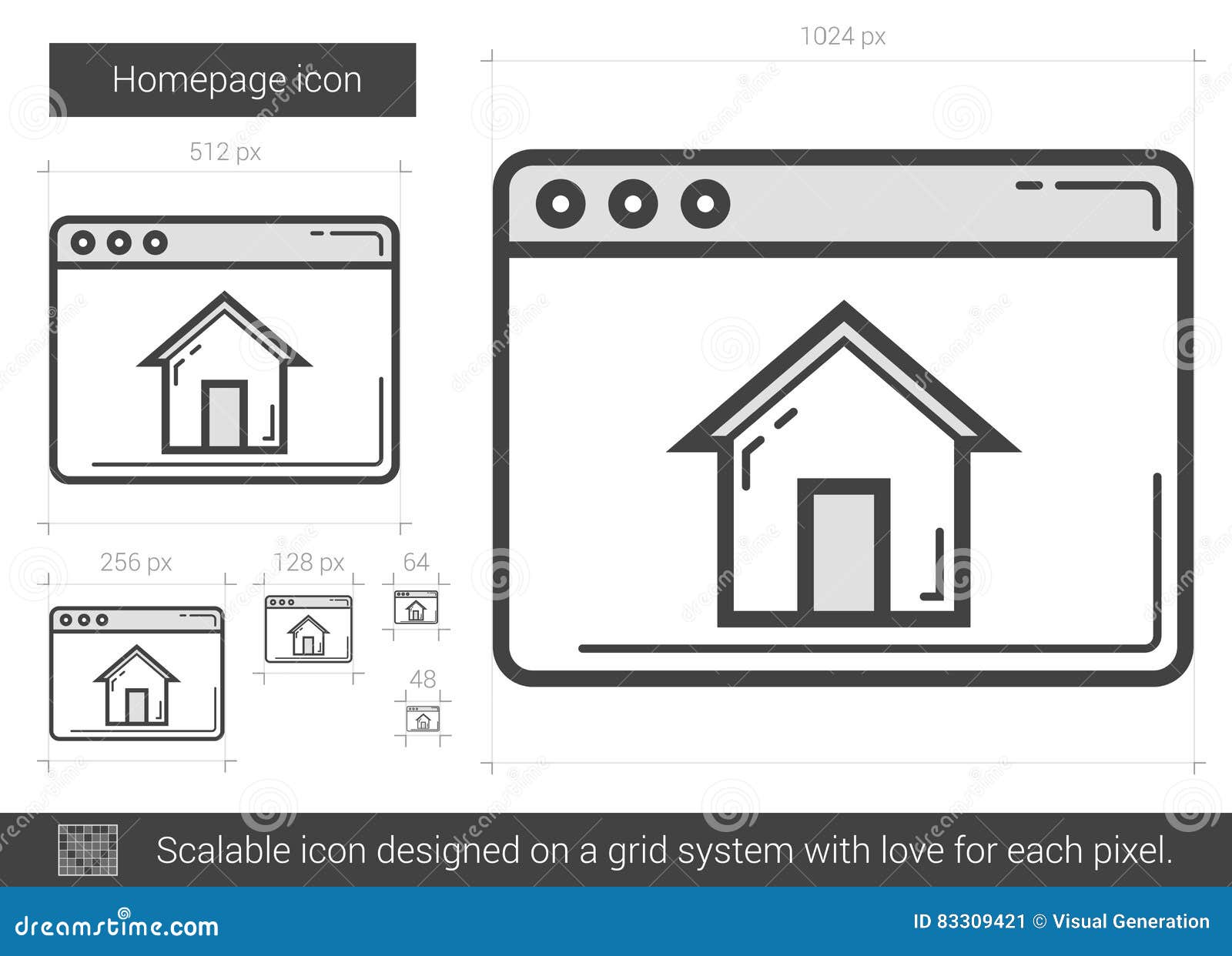 Homepage line icon. stock vector. Illustration of connection - 83309421