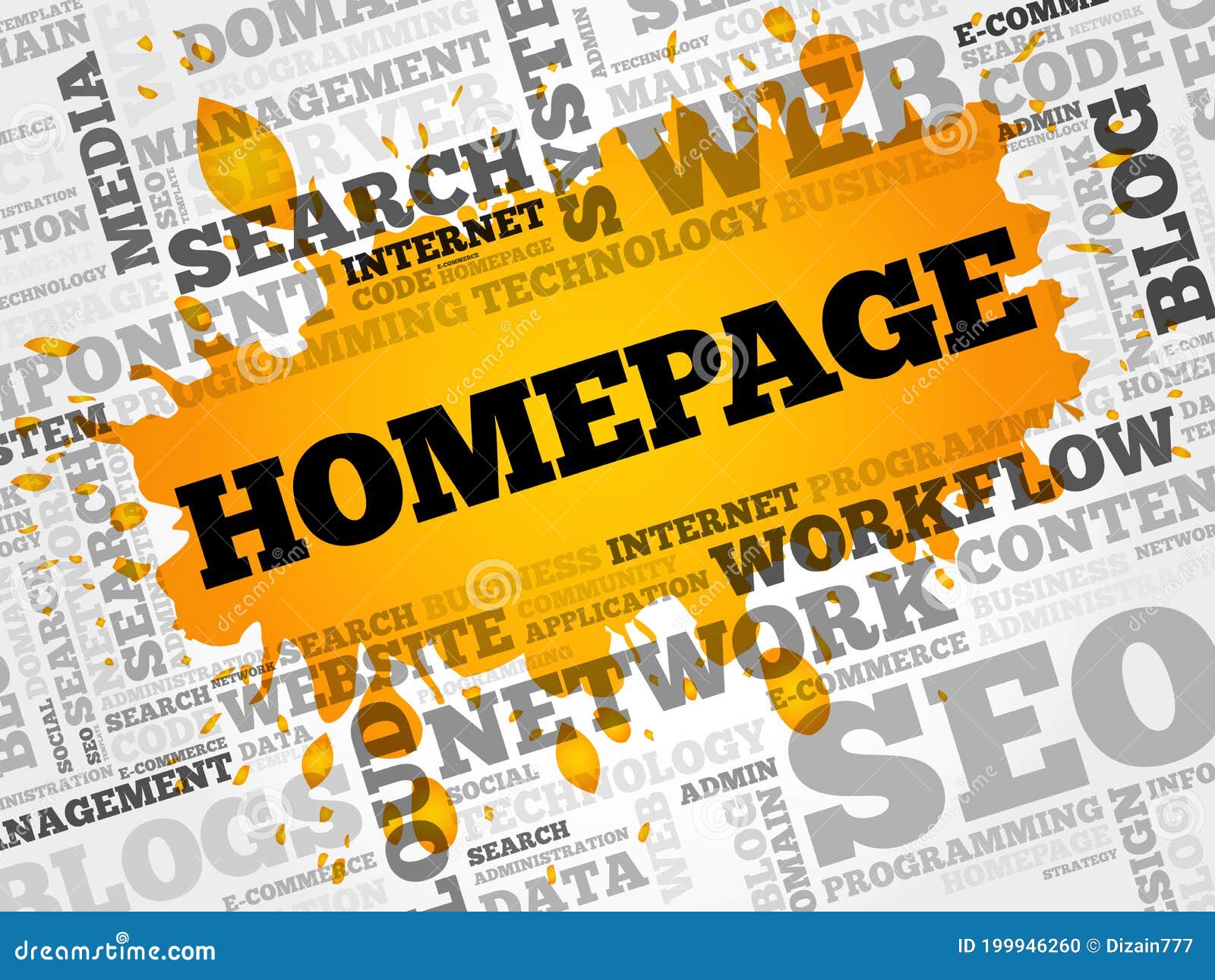 Homepage word cloud stock illustration. Illustration of concept - 199946260