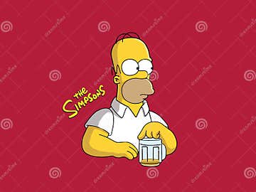 Homer Simpson Drinking a Beer Cartoon Vector Editorial Stock Image ...