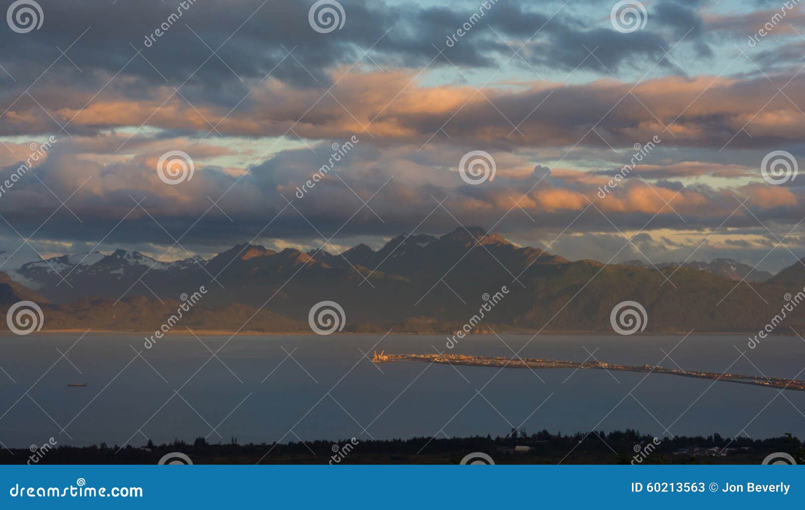 Homer Spit Under Sunset Lite Clouds Stock Image - Image of cook, sunset ...