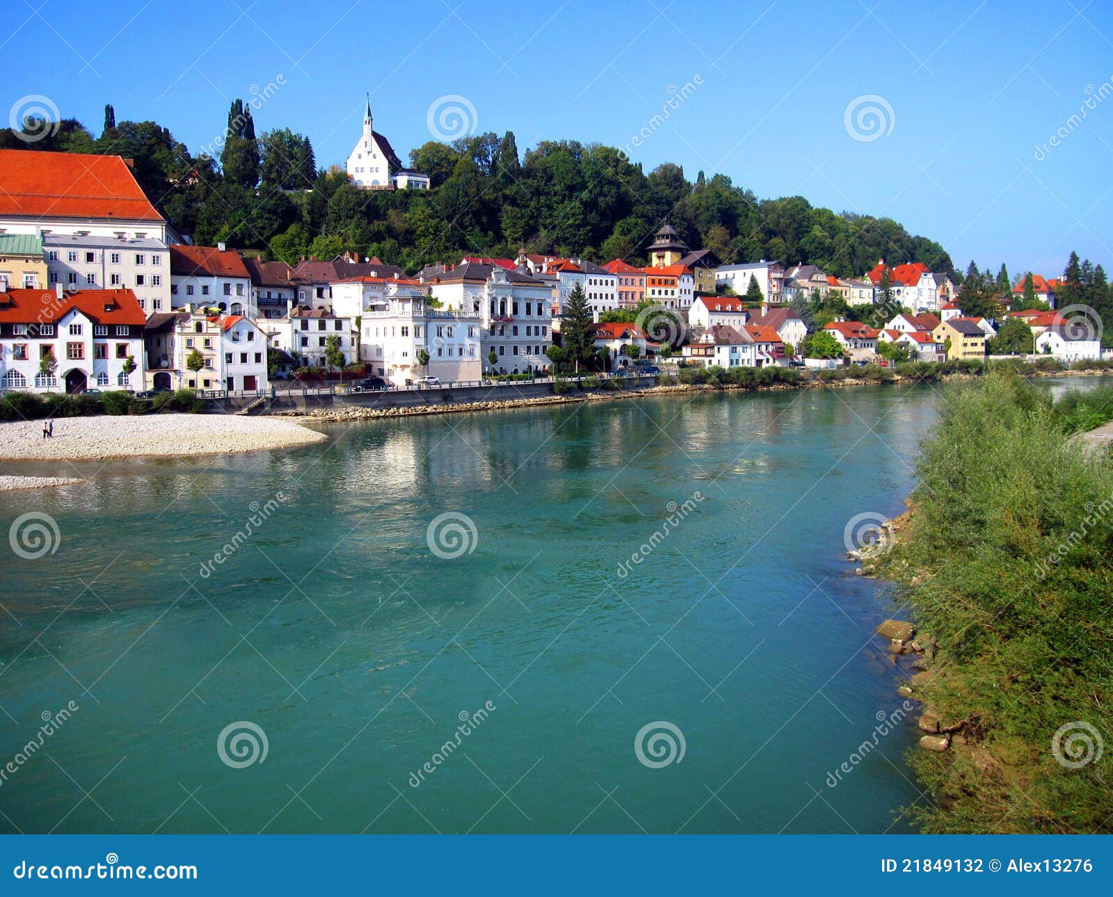 Homes on the Bank of Enns River Stock Photo - Image of architecture ...