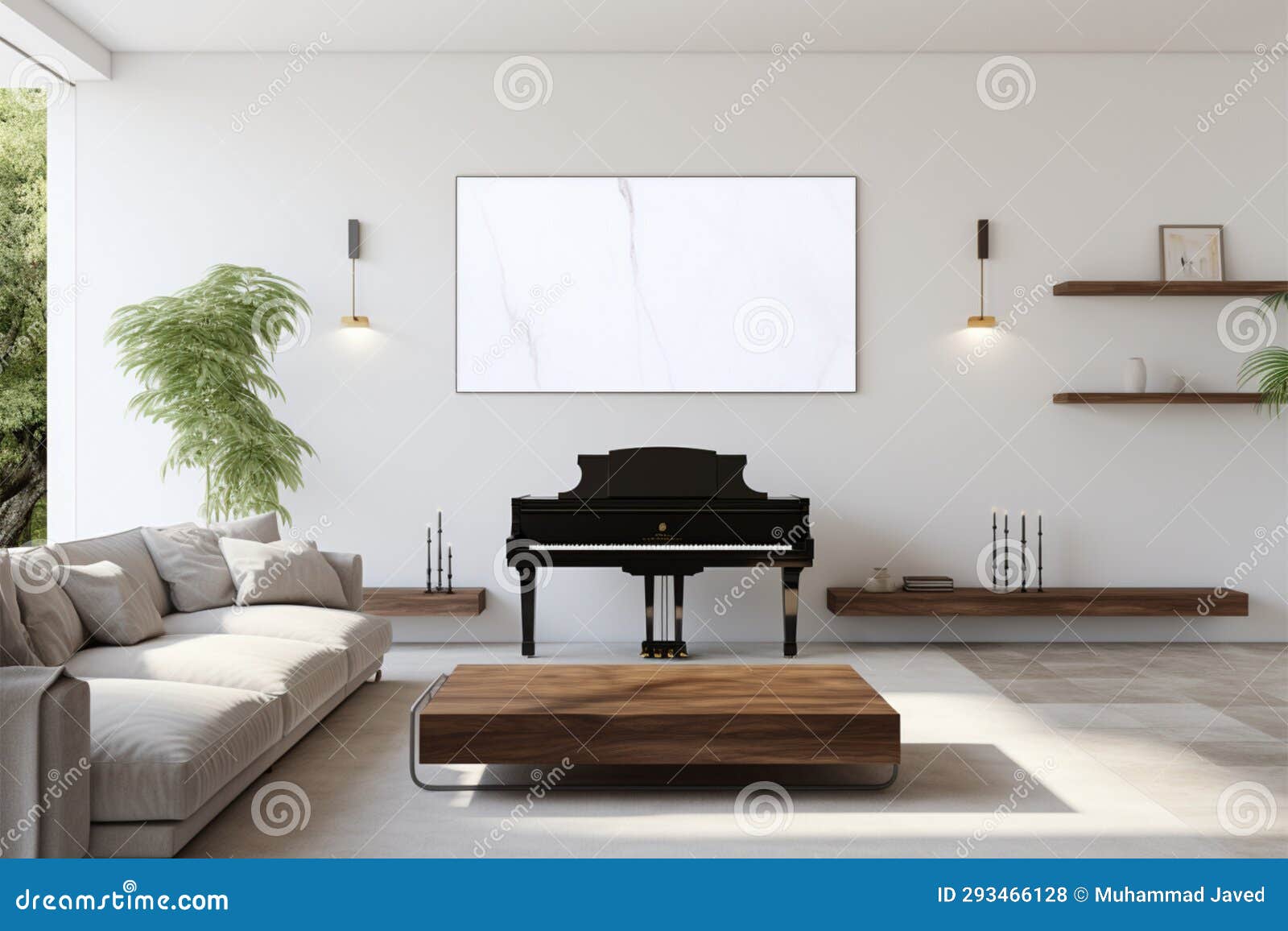 Homes Modern Interior Features a Blank Screen LED TV, Customizable ...