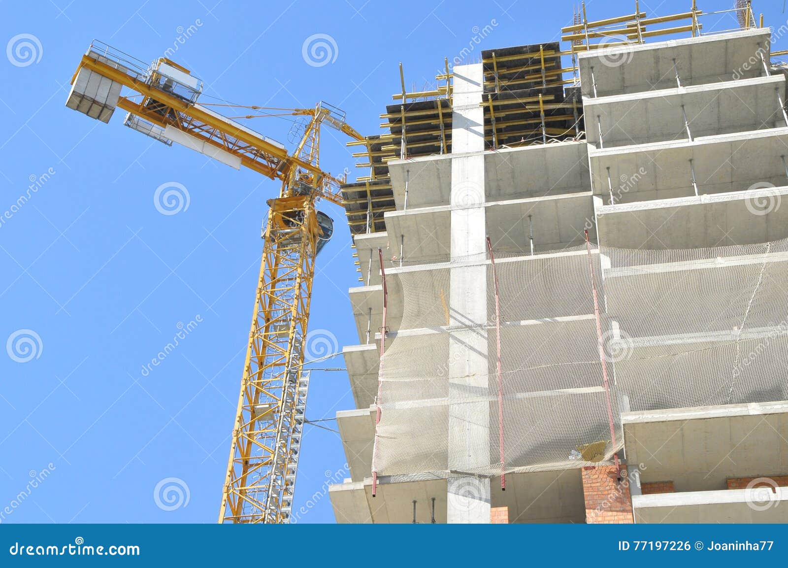 Homes Under Construction, Moving Crane Over Unfinished House Stock ...