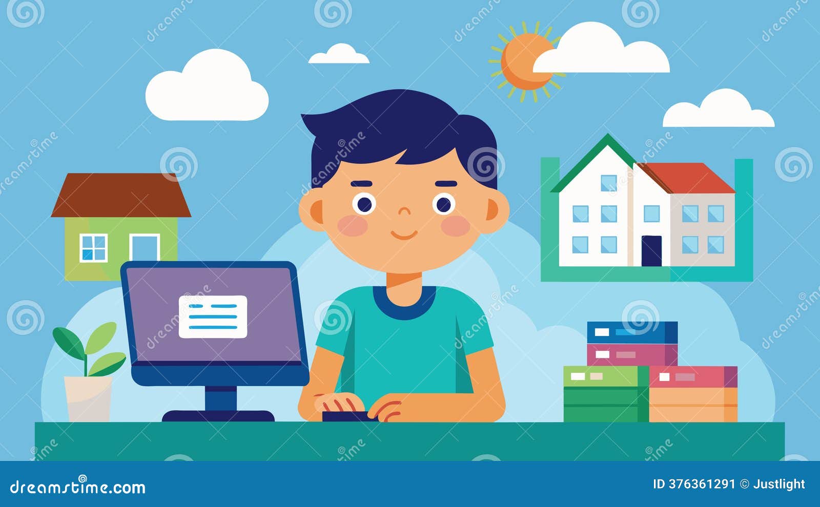 A Student Taking An Online Exam On A Computer, Created With Generative ...