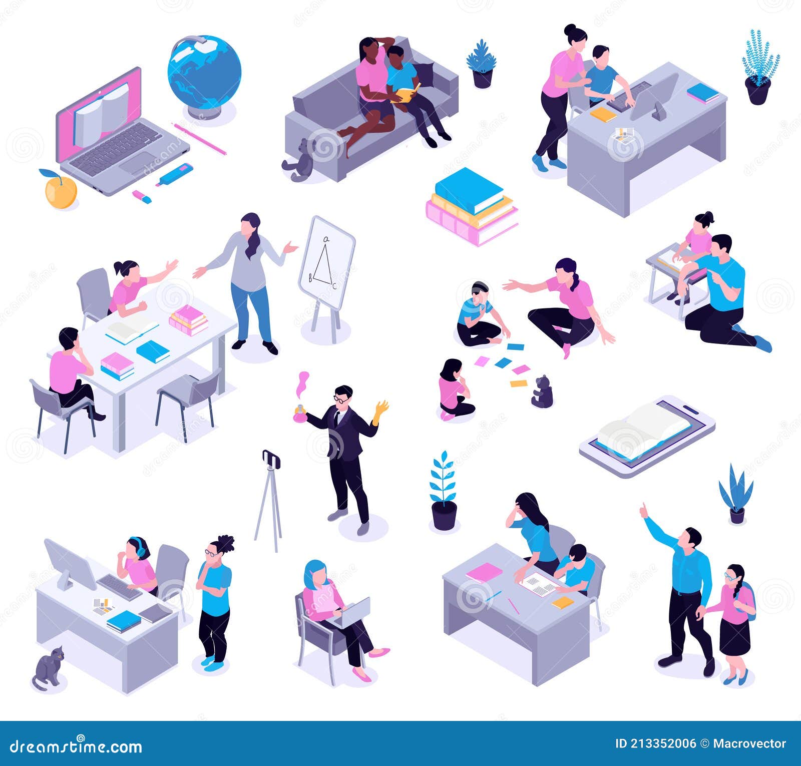 Homeschooling Isometric Set Stock Vector - Illustration of preschool ...