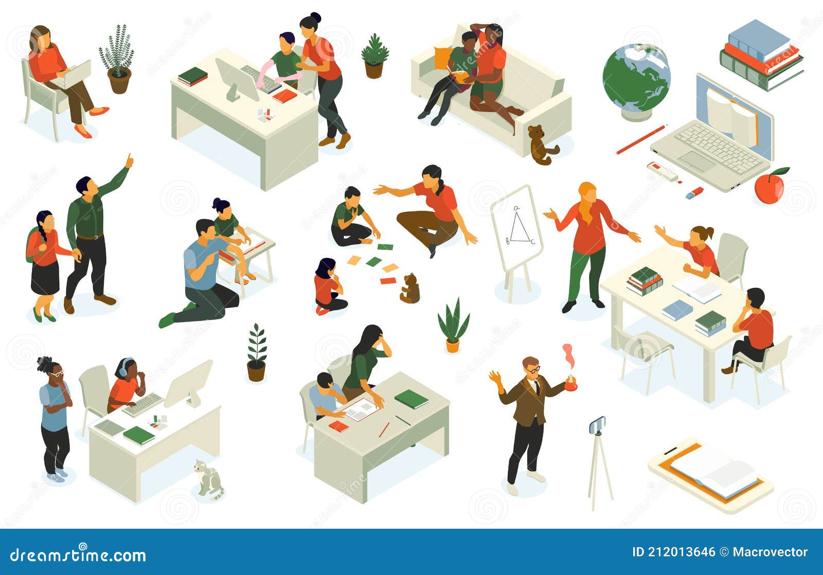 Homeschooling Isometric Set Stock Vector - Illustration of mother ...