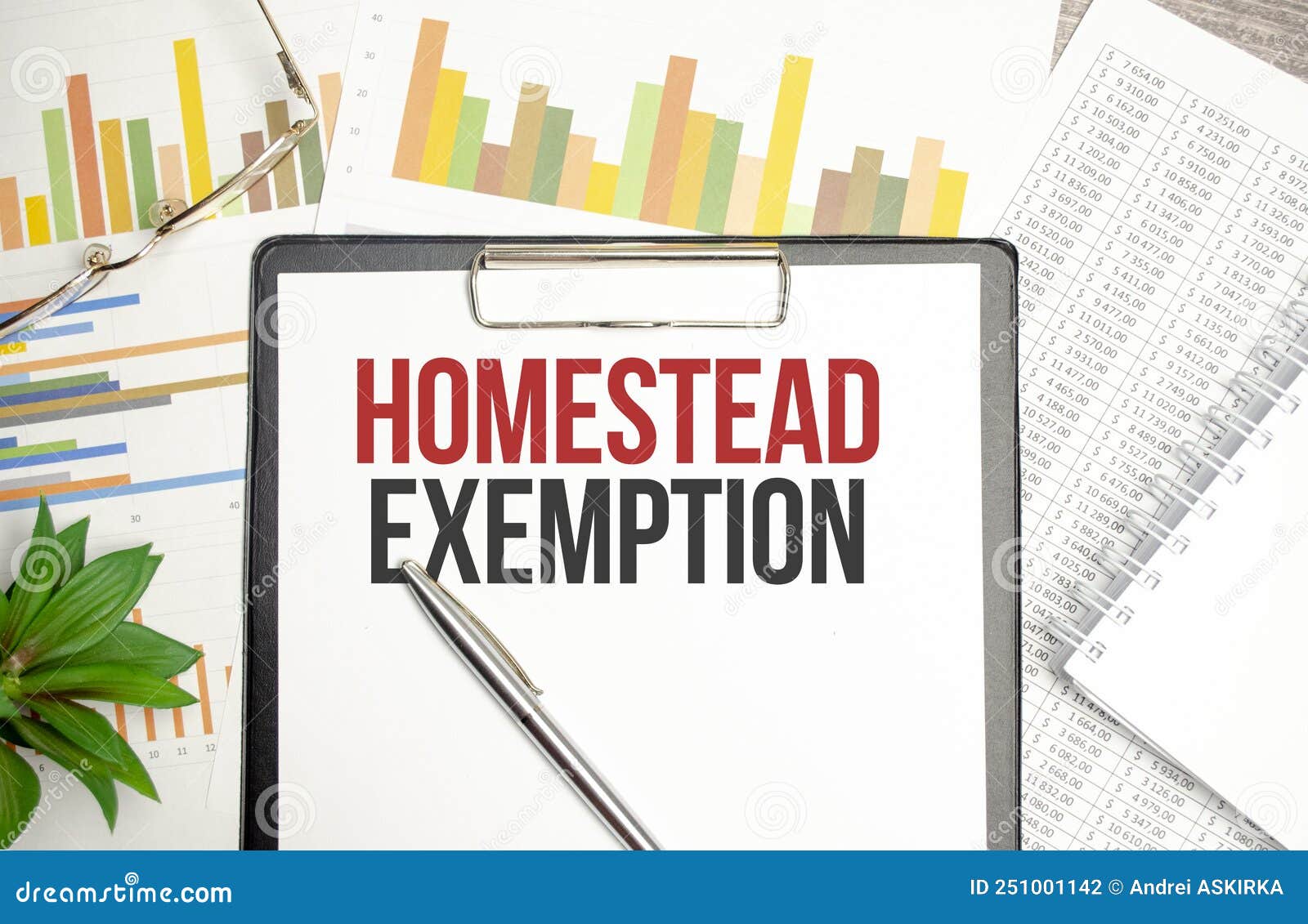 Homestead Exemption Words on File Folder and Charts Stock Photo - Image ...