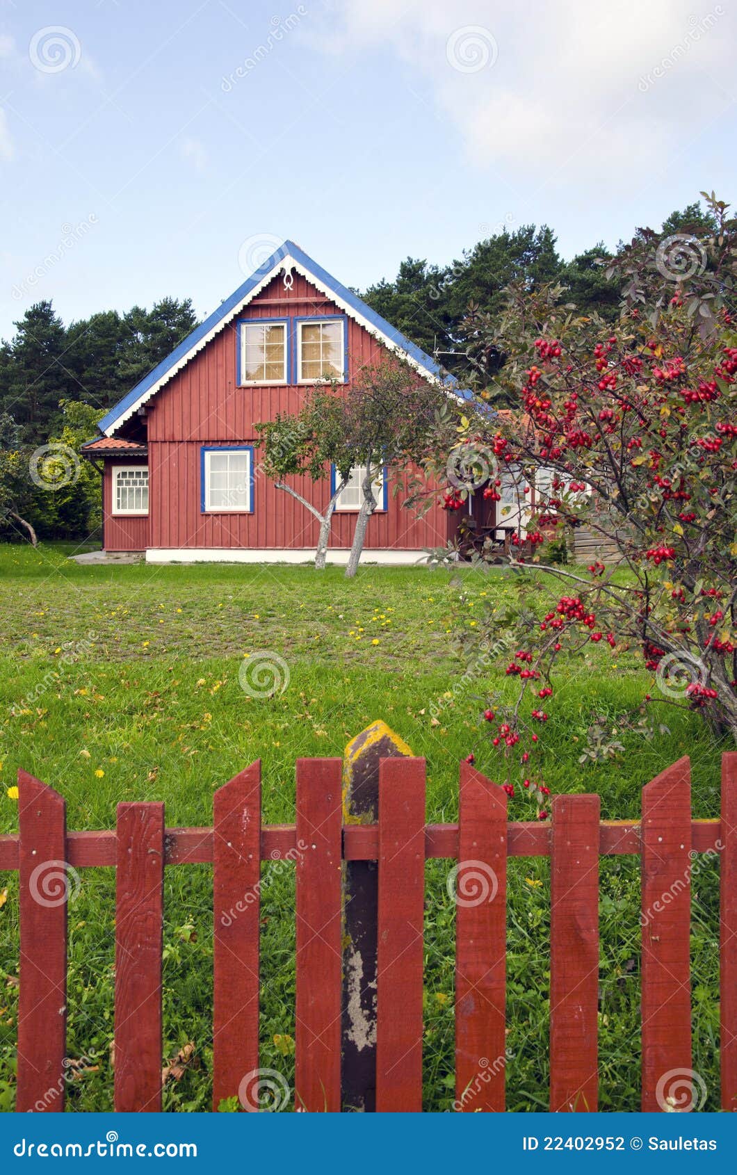 Homestead House with a Large Yard and Garden. Stock Photo - Image of ...