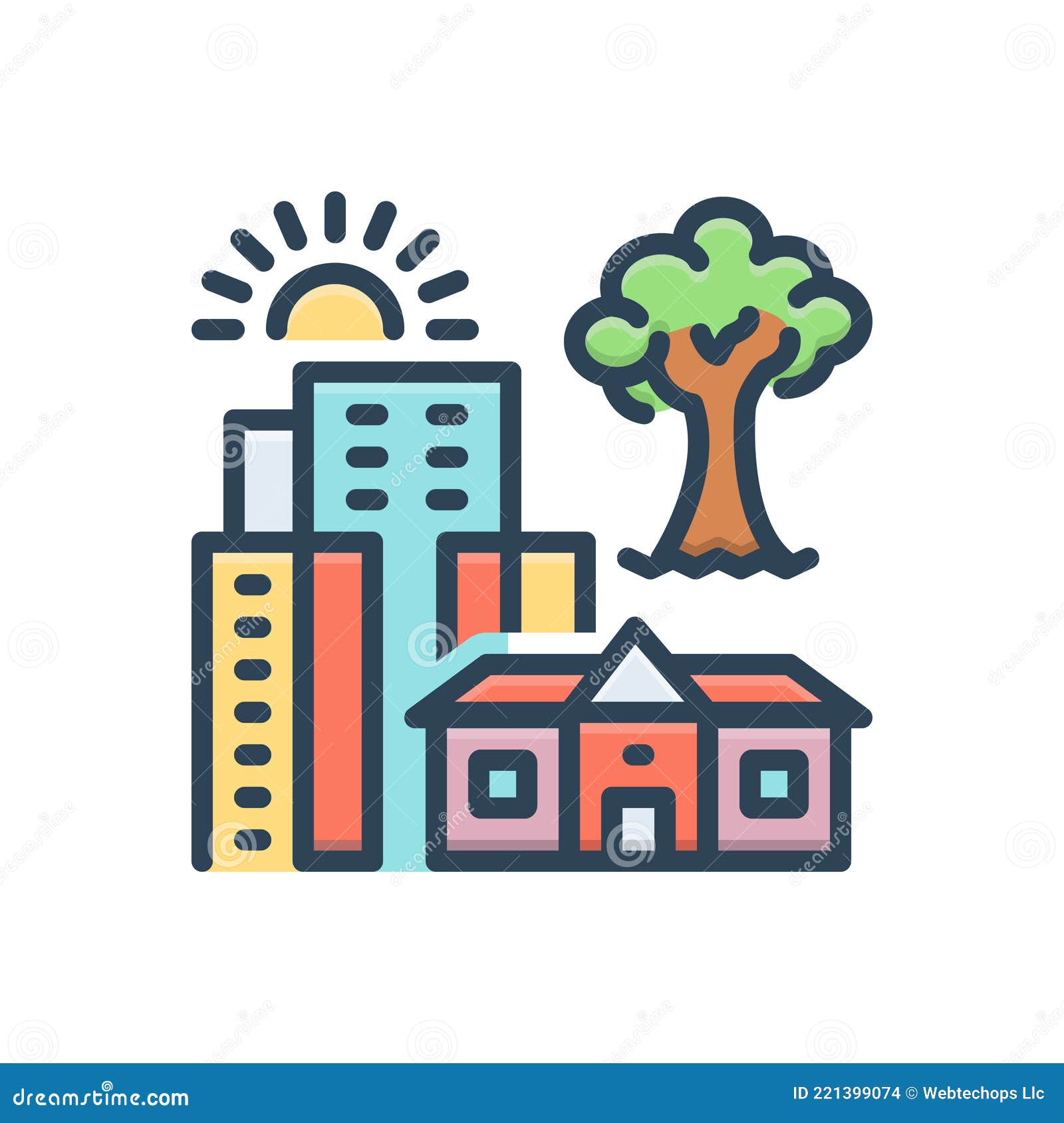 Color Illustration Icon for Hometown, City and Building Stock ...