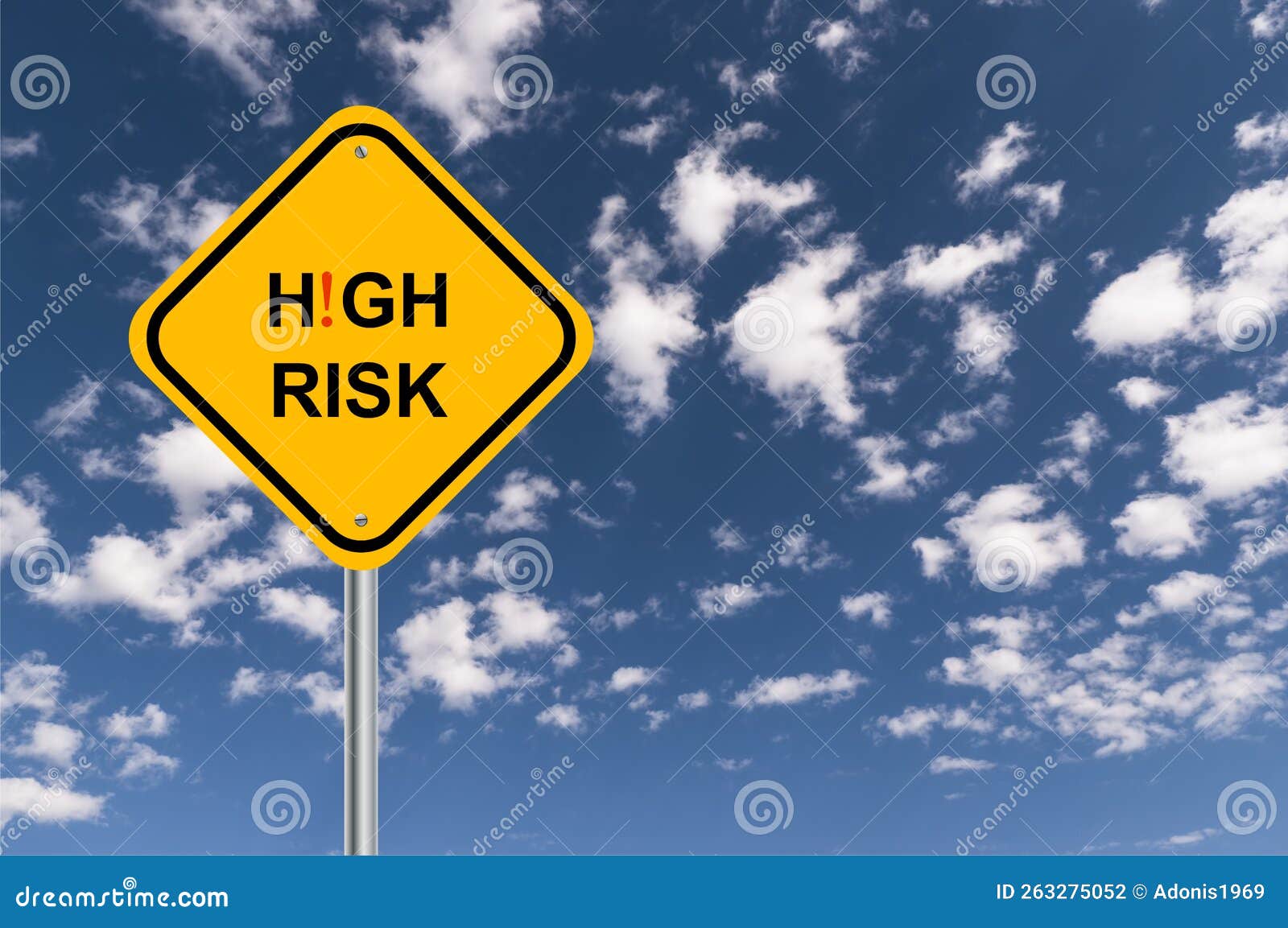 High Risk Traffic Sign on Blue Sky Stock Photo - Image of exclamation ...