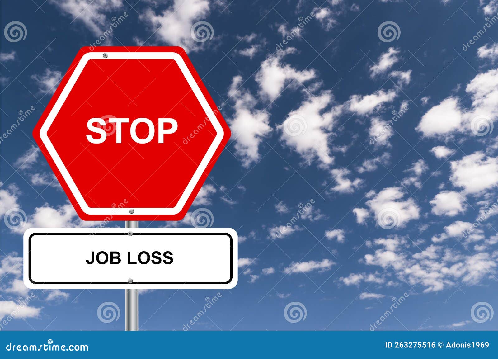 Stop Job Loss Traffic Sign on Blue Sky Stock Photo - Image of traffic ...