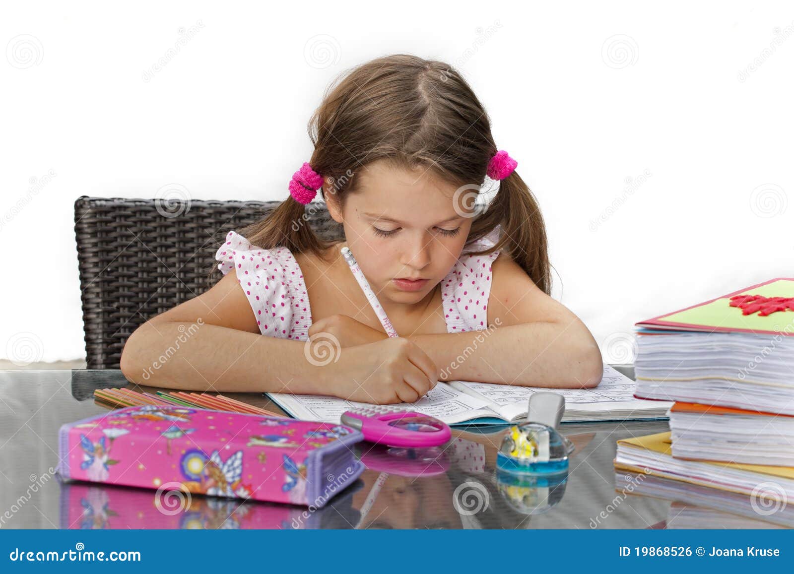Homework stock photo. Image of female, smiling, table - 19868526
