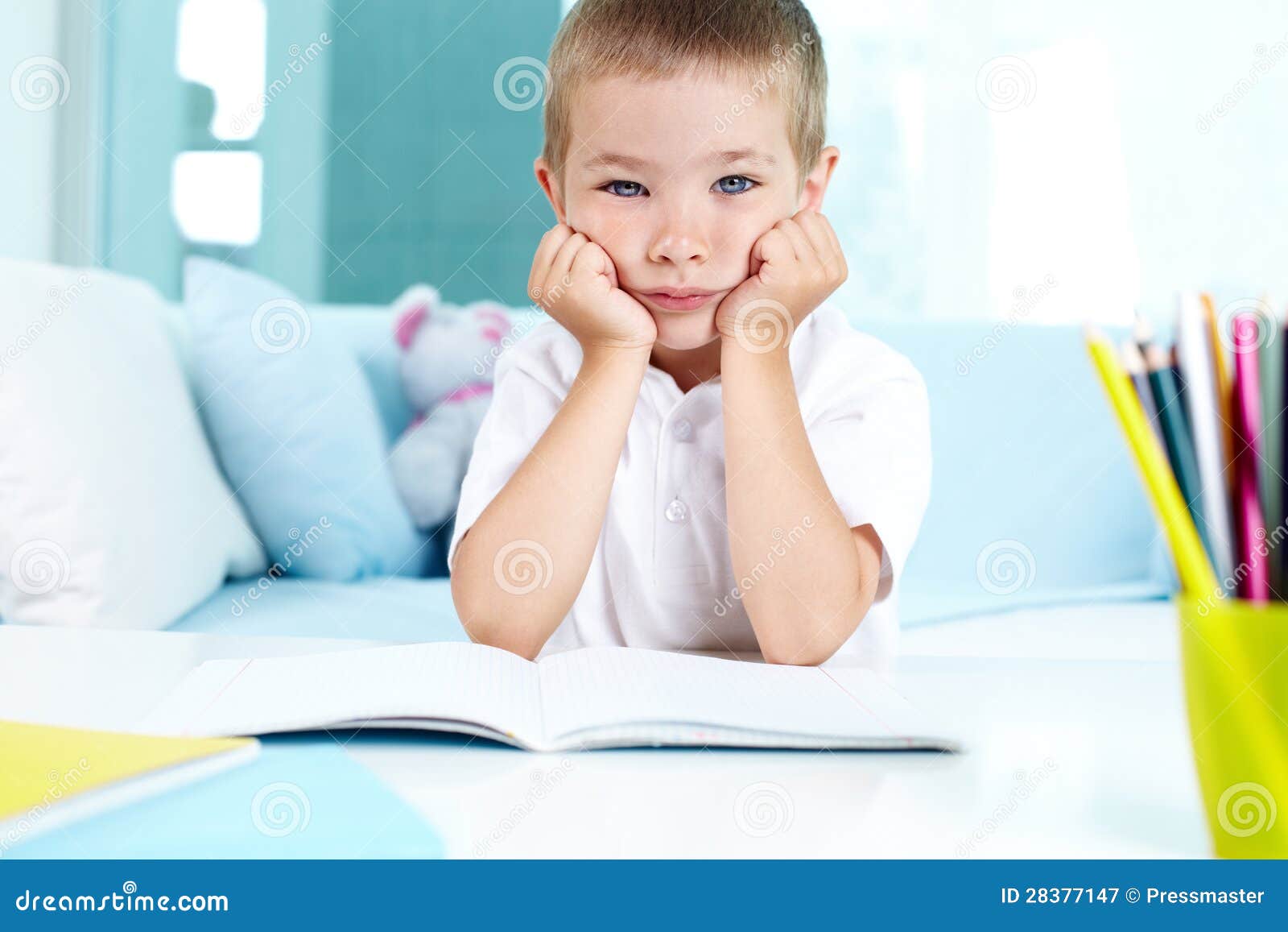 Homework again stock image. Image of male, expression - 28377147