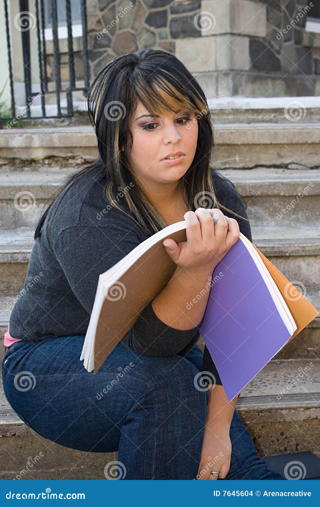 Homework Again stock photo. Image of female, confused - 7645604