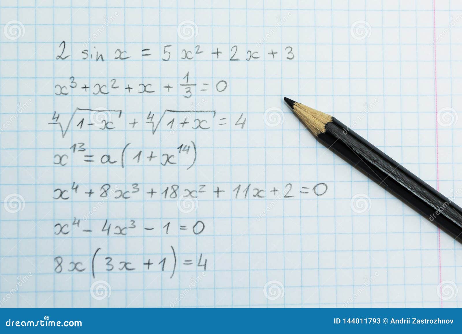 Homework on Arithmetic. Formulas in the Notebook Stock Image - Image of ...