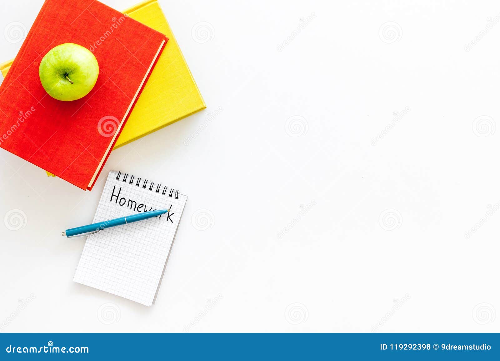Homework Concept. Word Homework Written in Notebook on White Desk with ...