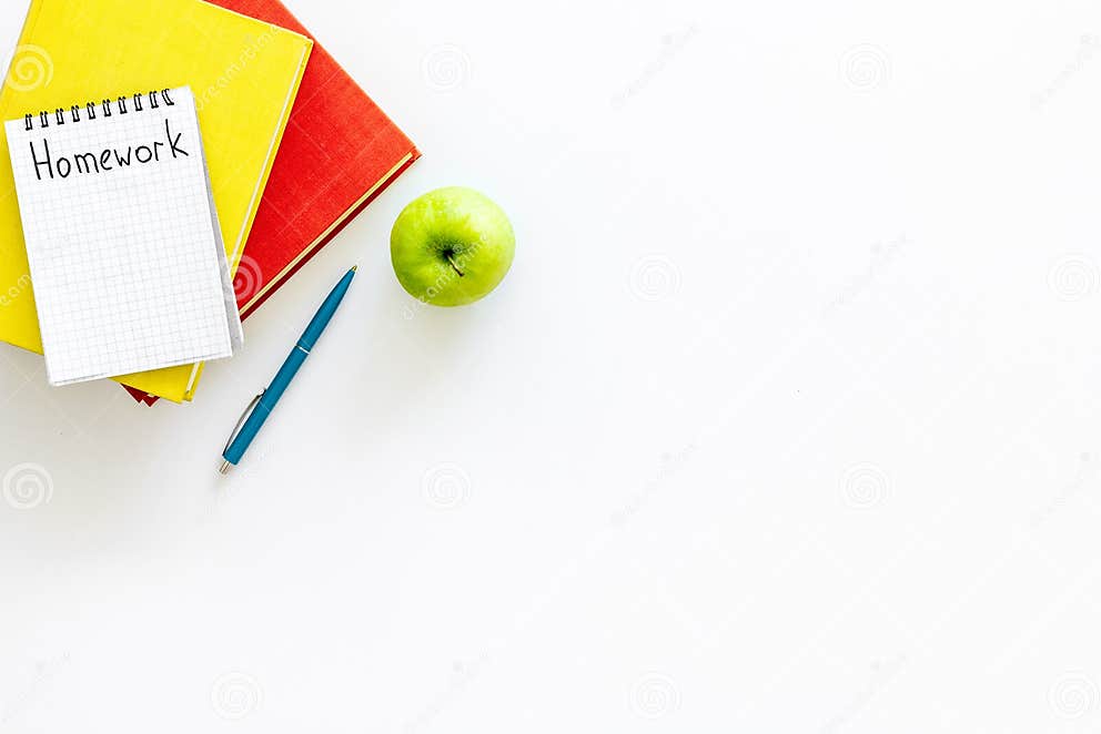 Homework Concept. Word Homework Written in Notebook on White Desk with ...