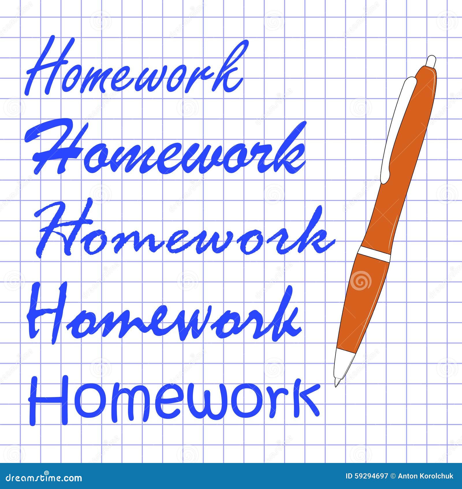 Homework Different Handwriting on Notebook Sheet Stock Illustration ...