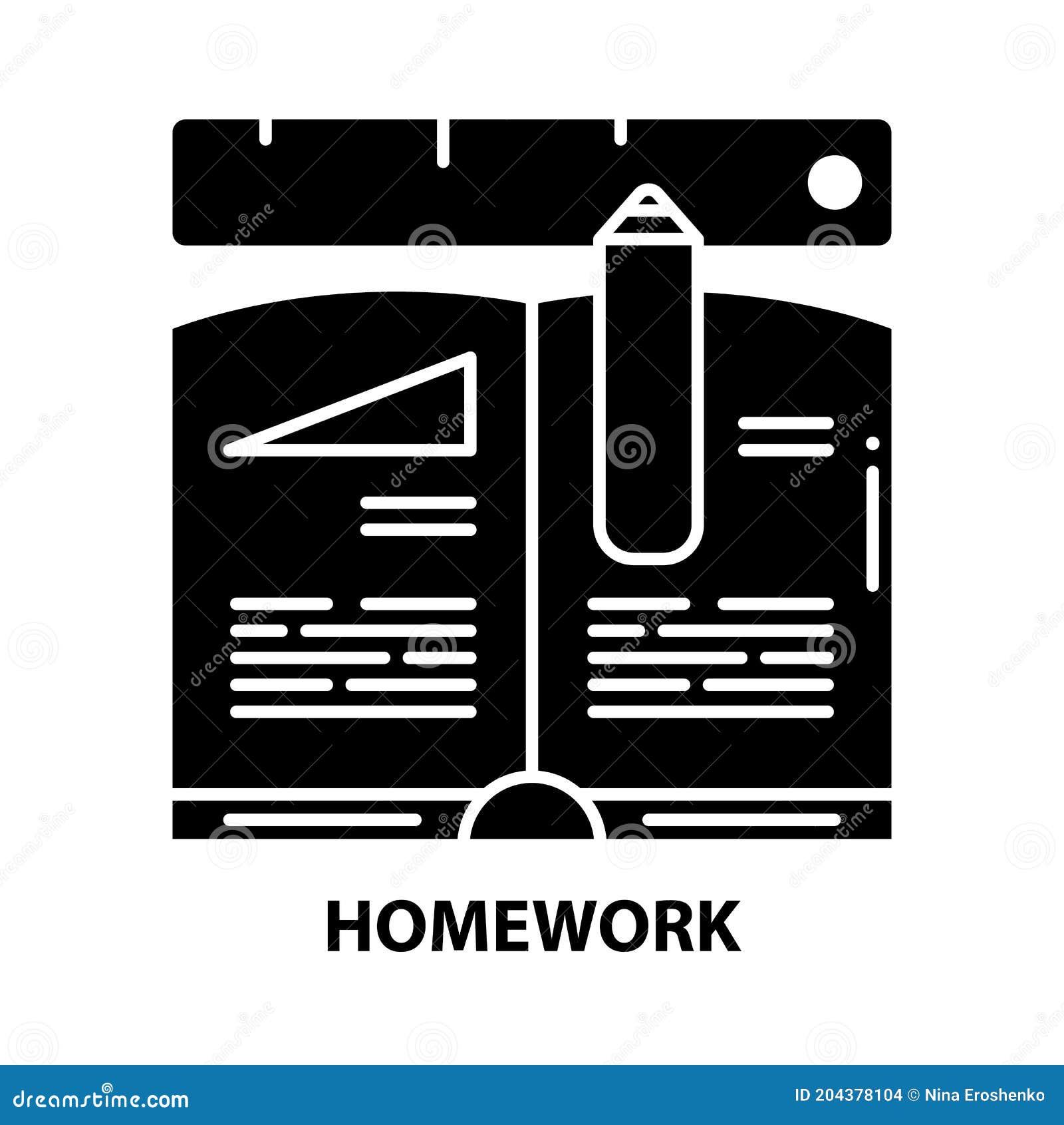Homework Icon, Black Vector Sign with Editable Strokes, Concept ...