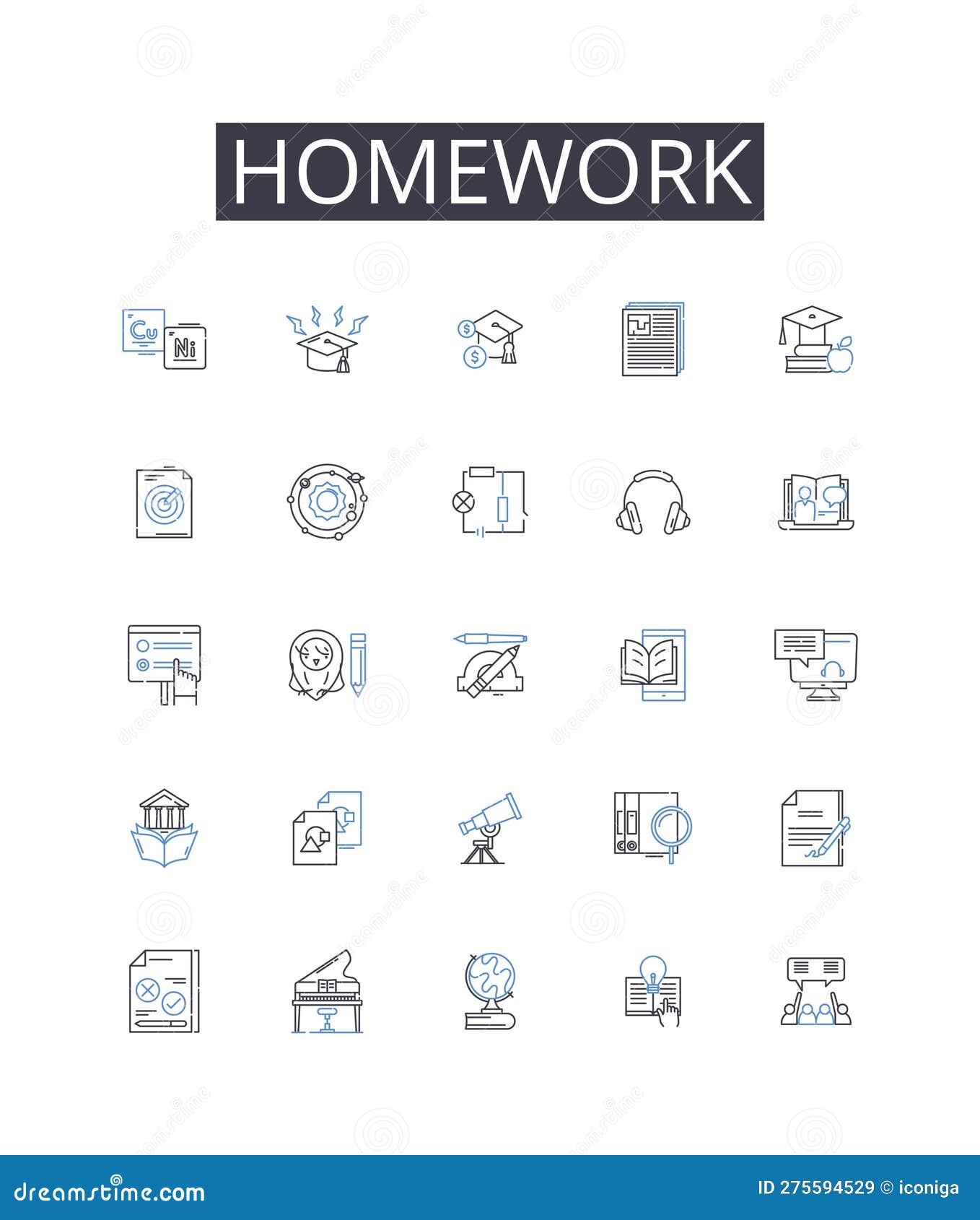 Homework Line Icons Collection. Transformation, Development, Discovery ...