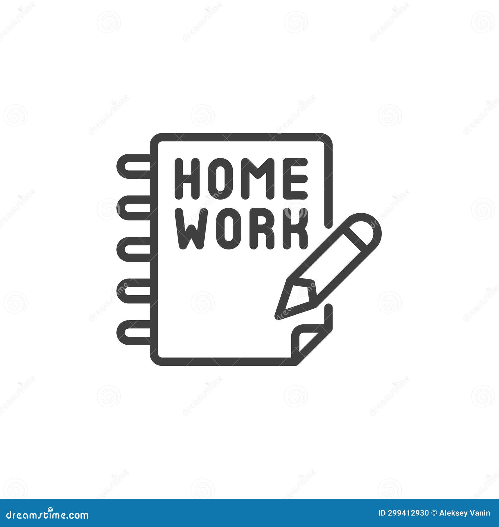 Homework Notebook Line Icon Stock Illustration - Illustration of linear ...