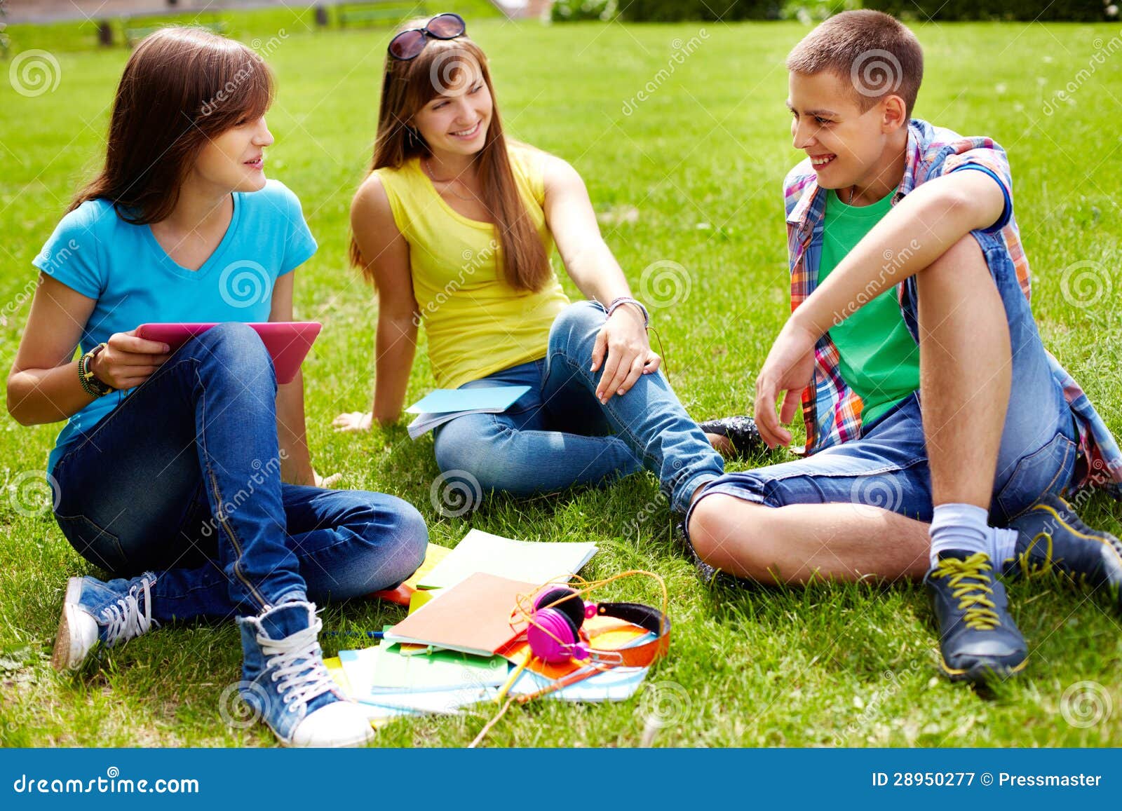 Homework outdoors stock image. Image of friends, leisure - 28950277