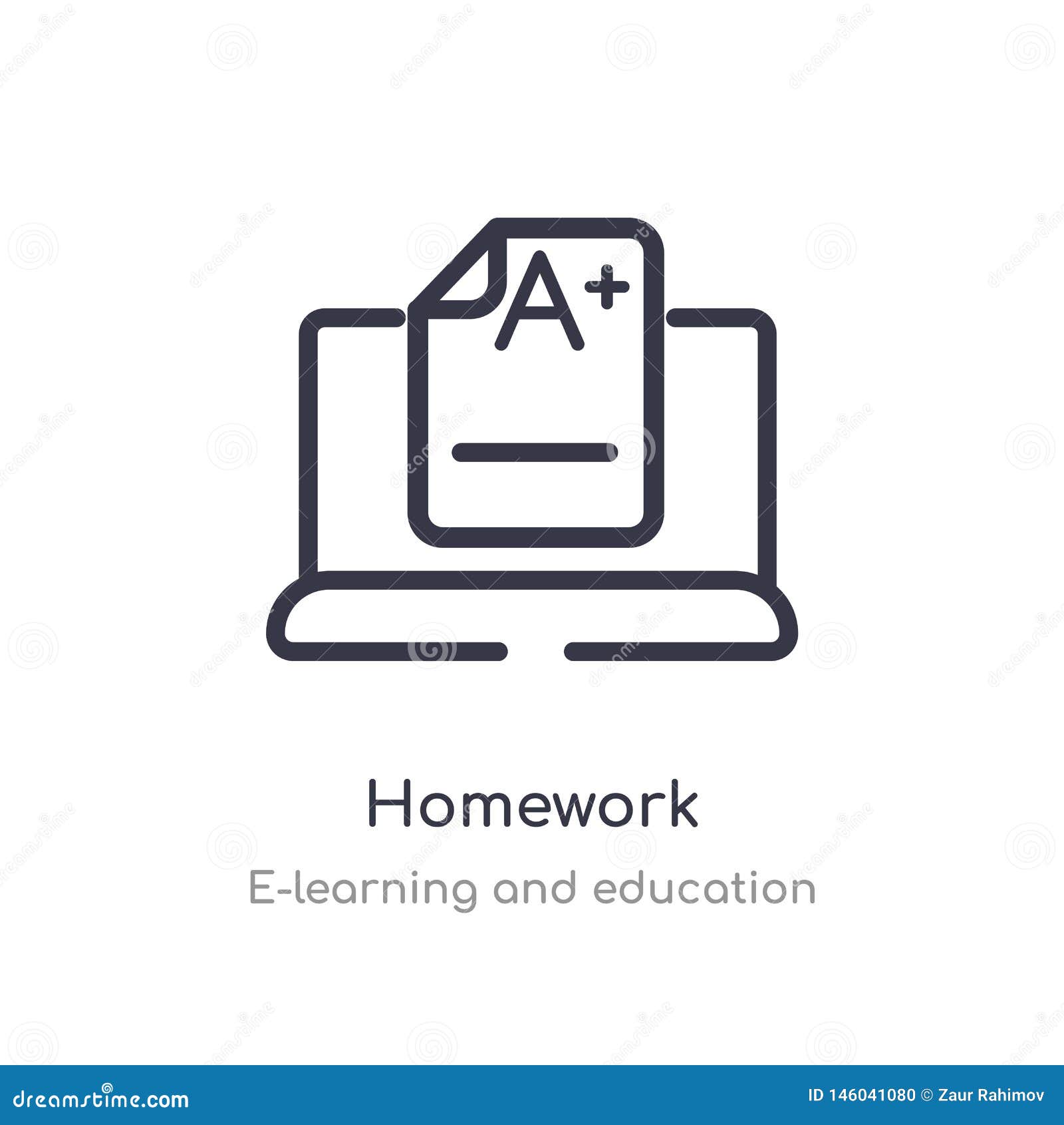 Homework Outline Icon. Isolated Line Vector Illustration from E ...