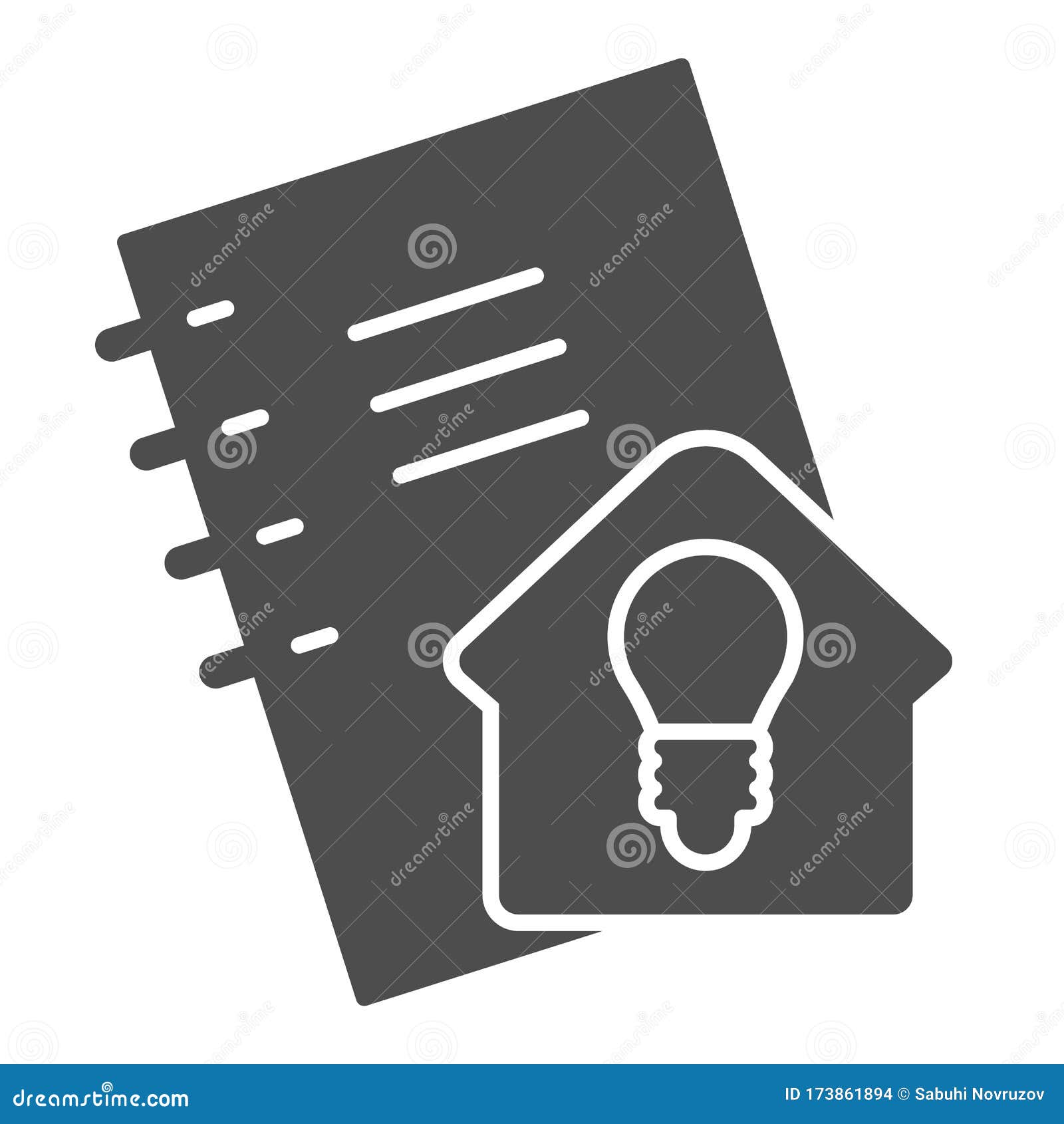 Homework Solid Icon. Notebook for Self Studying, Pocketbook with Home ...