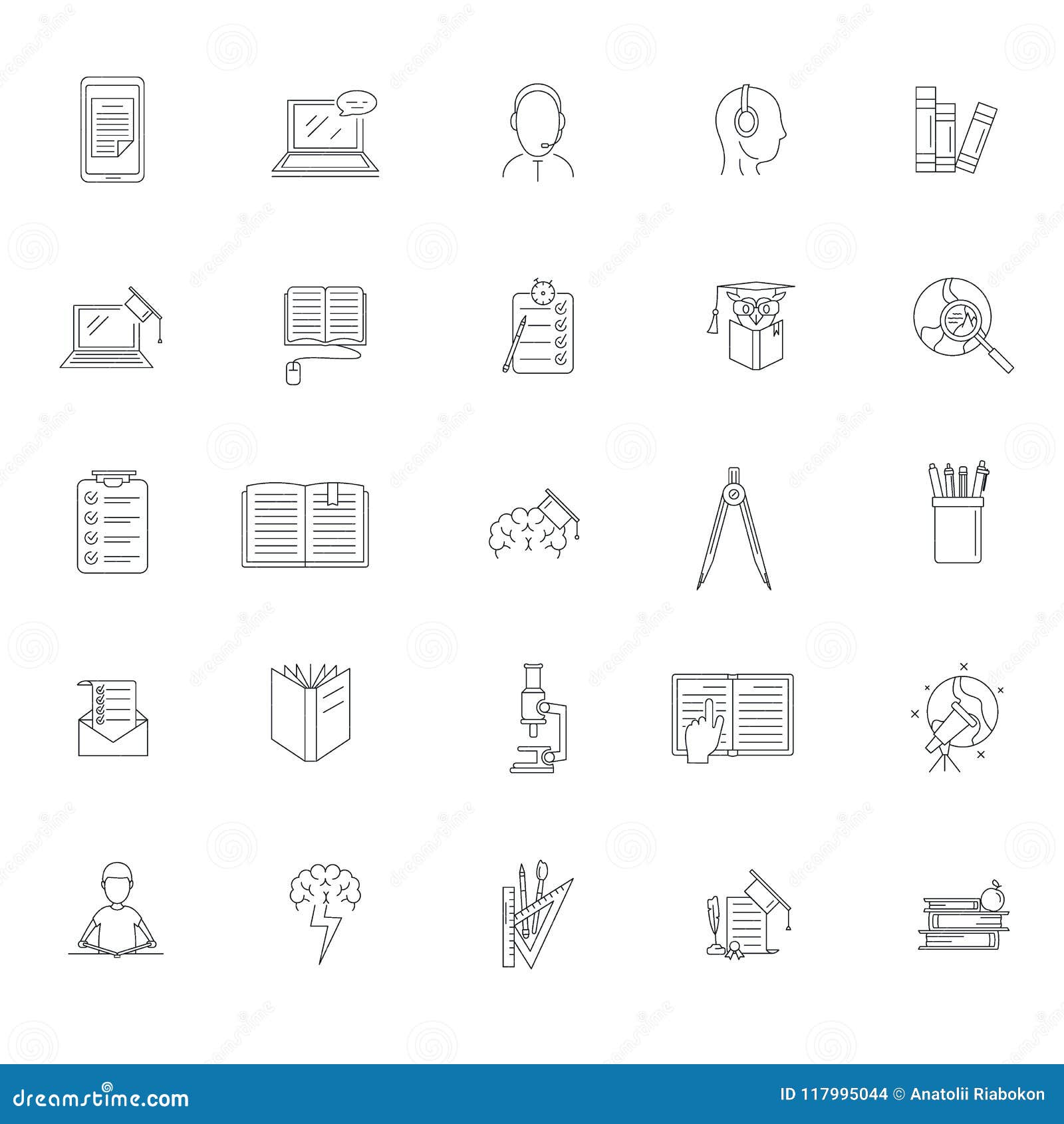 Homework Study School Icons Set, Outline Style Stock Vector ...