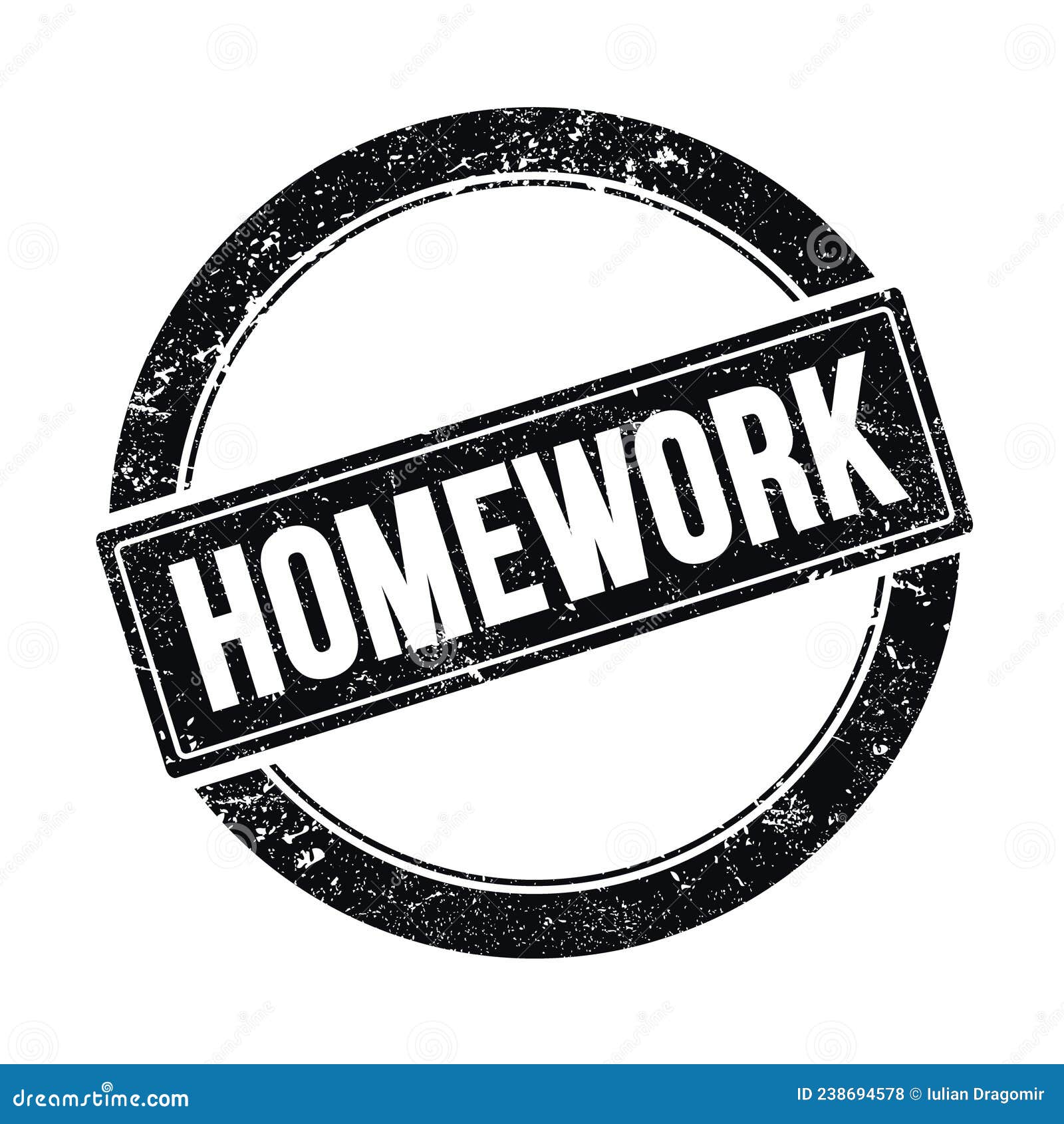 HOMEWORK Text on Black Grungy Round Stamp Stock Illustration ...