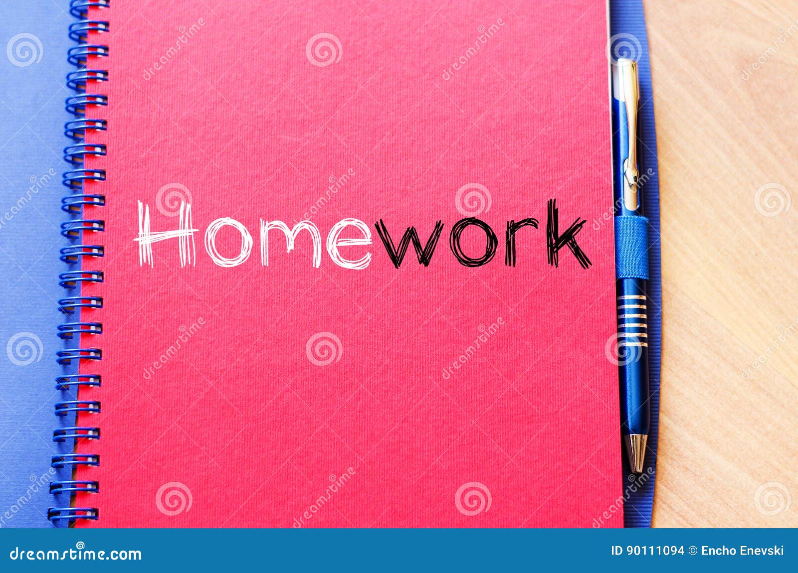 Homework Text Concept on Notebook Stock Photo - Image of school ...