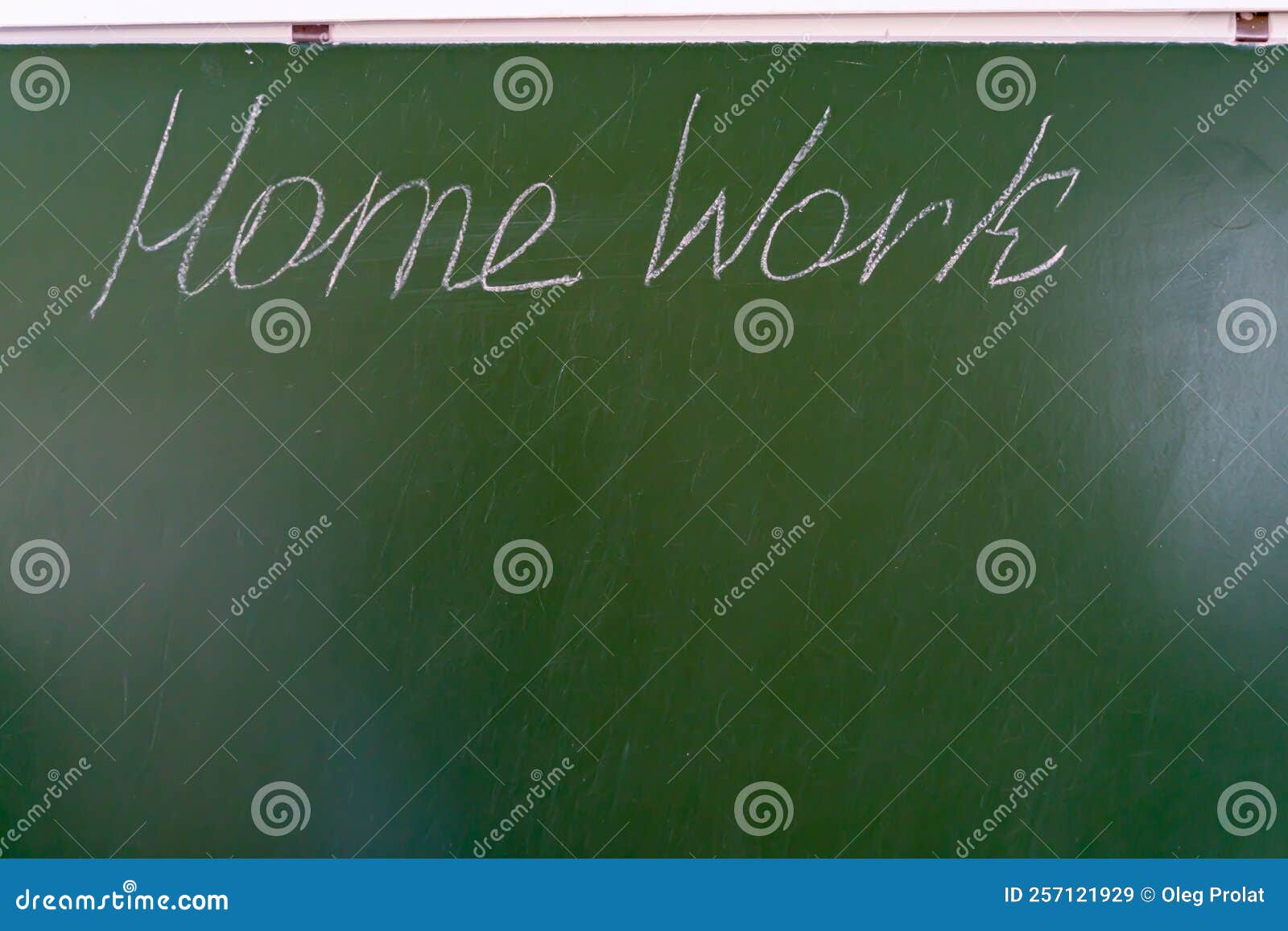 Homework Text on Green School Board. Chalk Writing on the Blackboard ...