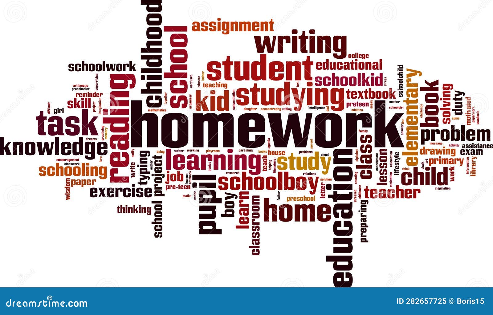 Homework word cloud stock vector. Illustration of school - 282657725
