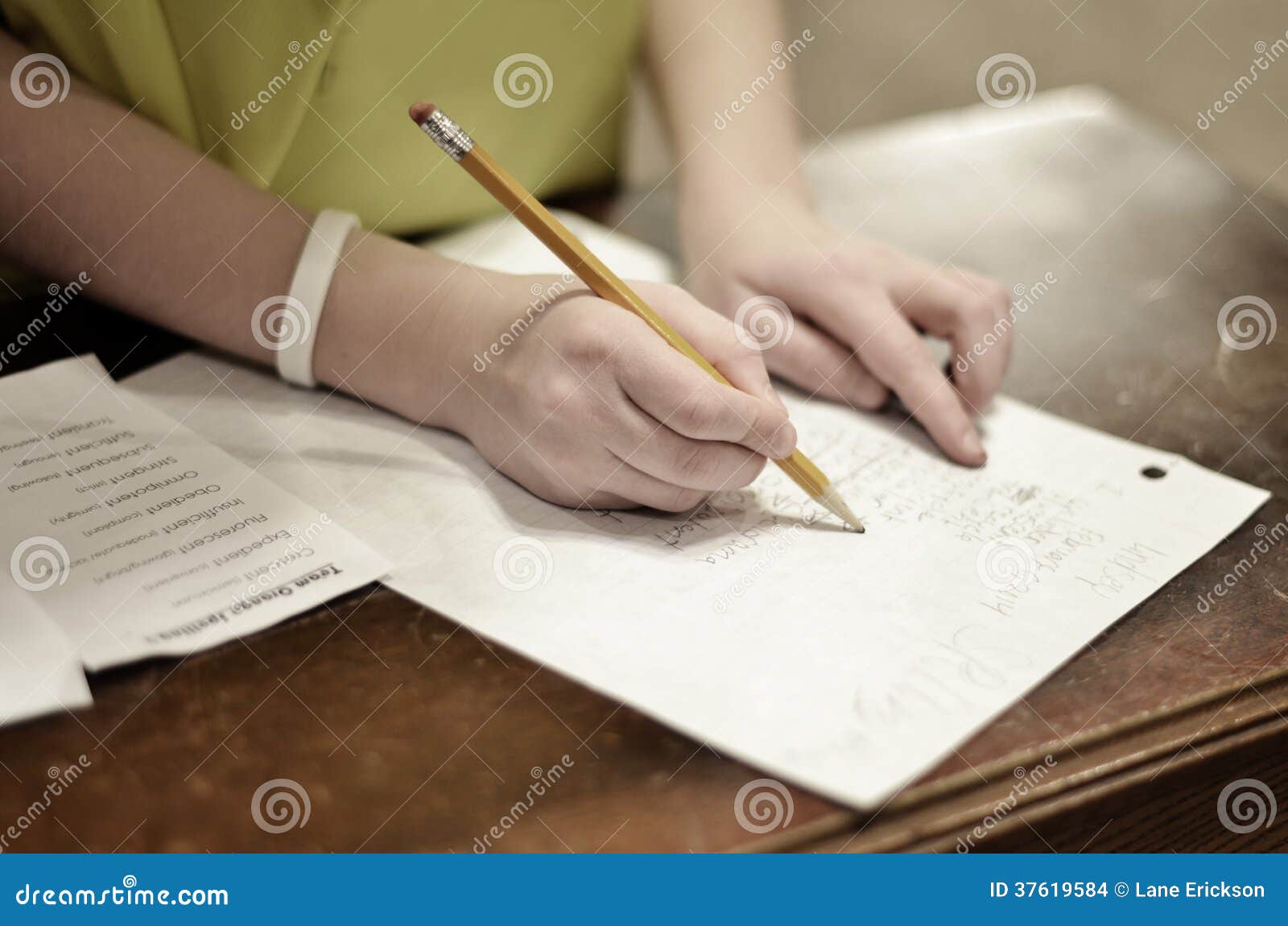 Homework Writing on Paper with Pencil Stock Photo - Image of learning ...
