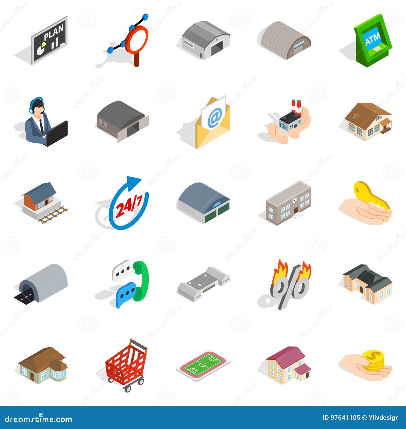 Homey Icons Set, Isometric Style Stock Vector - Illustration of bucket ...