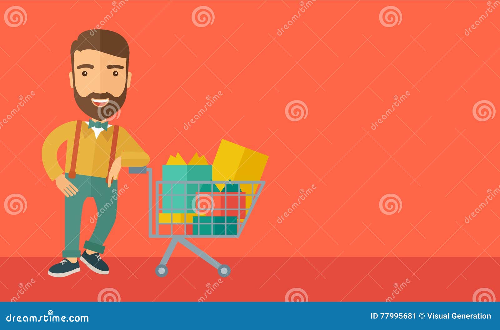 Homme avec le caddie illustration stock. Illustration du idées - 77995681
