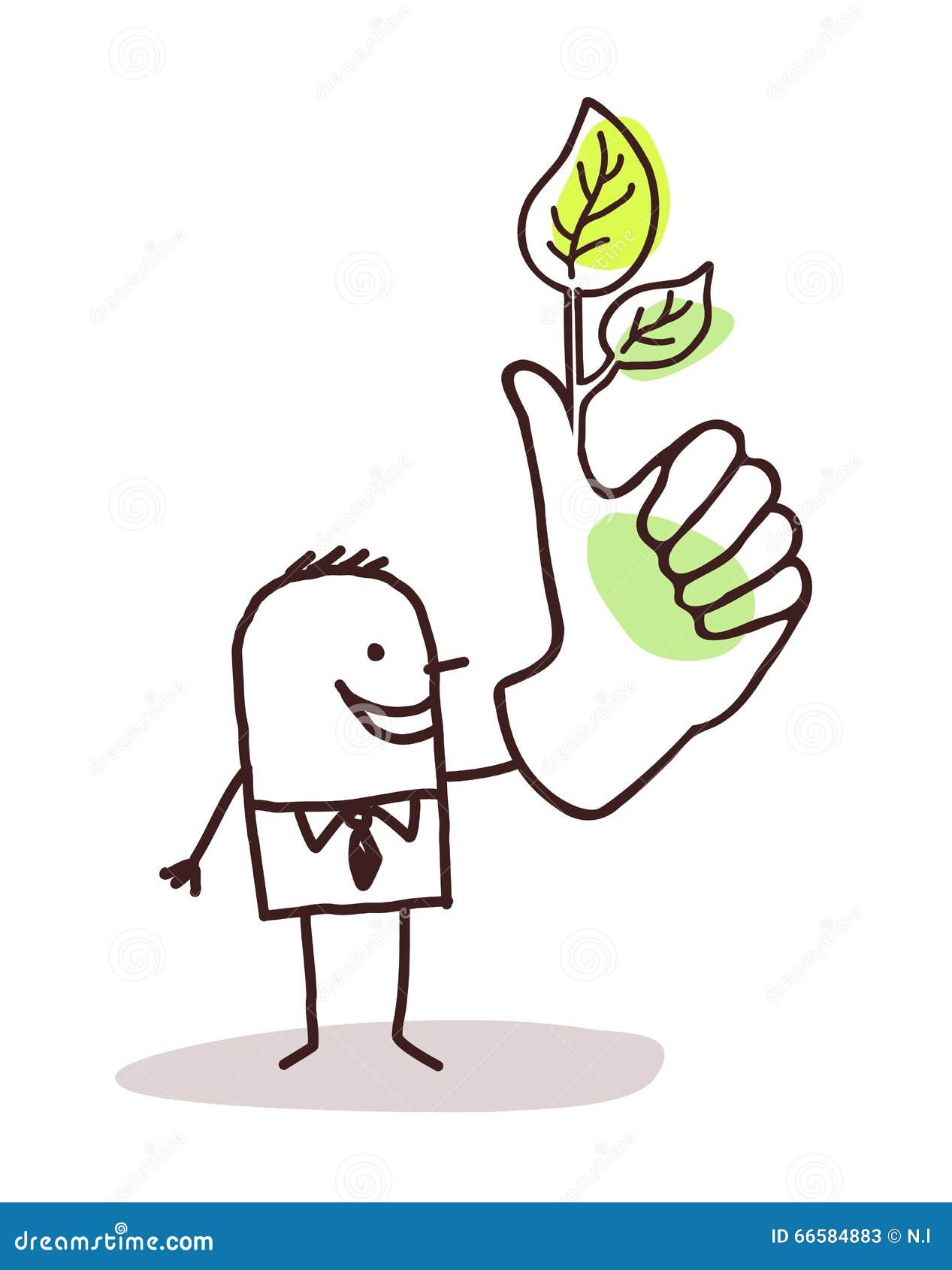 Homme avec le pouce vert illustration de vecteur. Illustration du ...