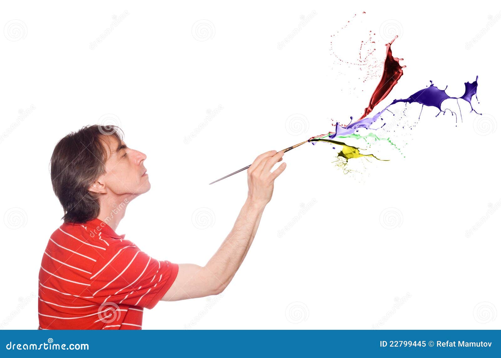 Homme avec un pinceau image stock. Image du peinture - 22799445
