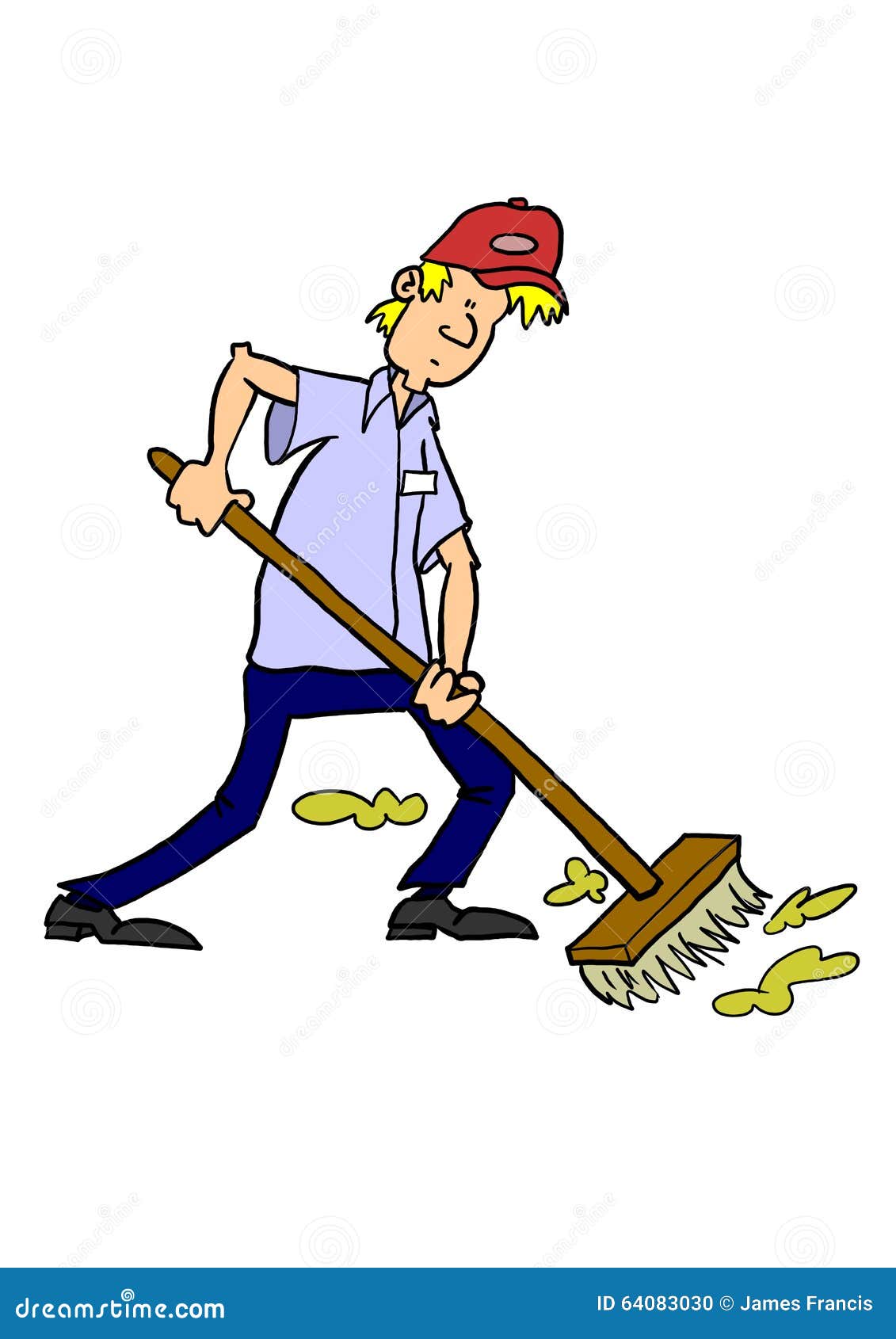 Homme Balayant Avec Le Balai Illustration Stock - Illustration du ...